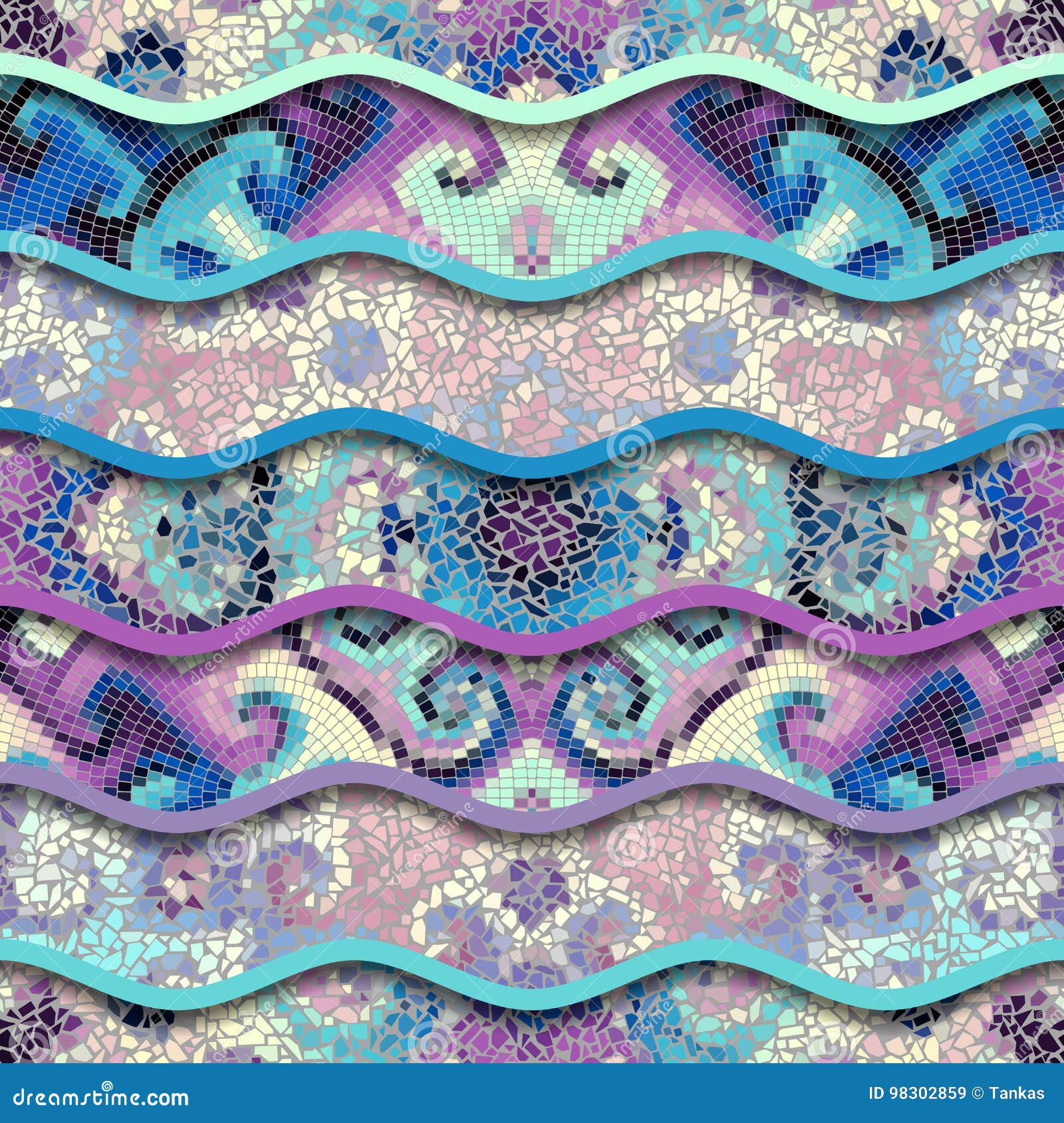 Relief Waves of Ornamental Mosaic Tile Patterns Stock Vector ...