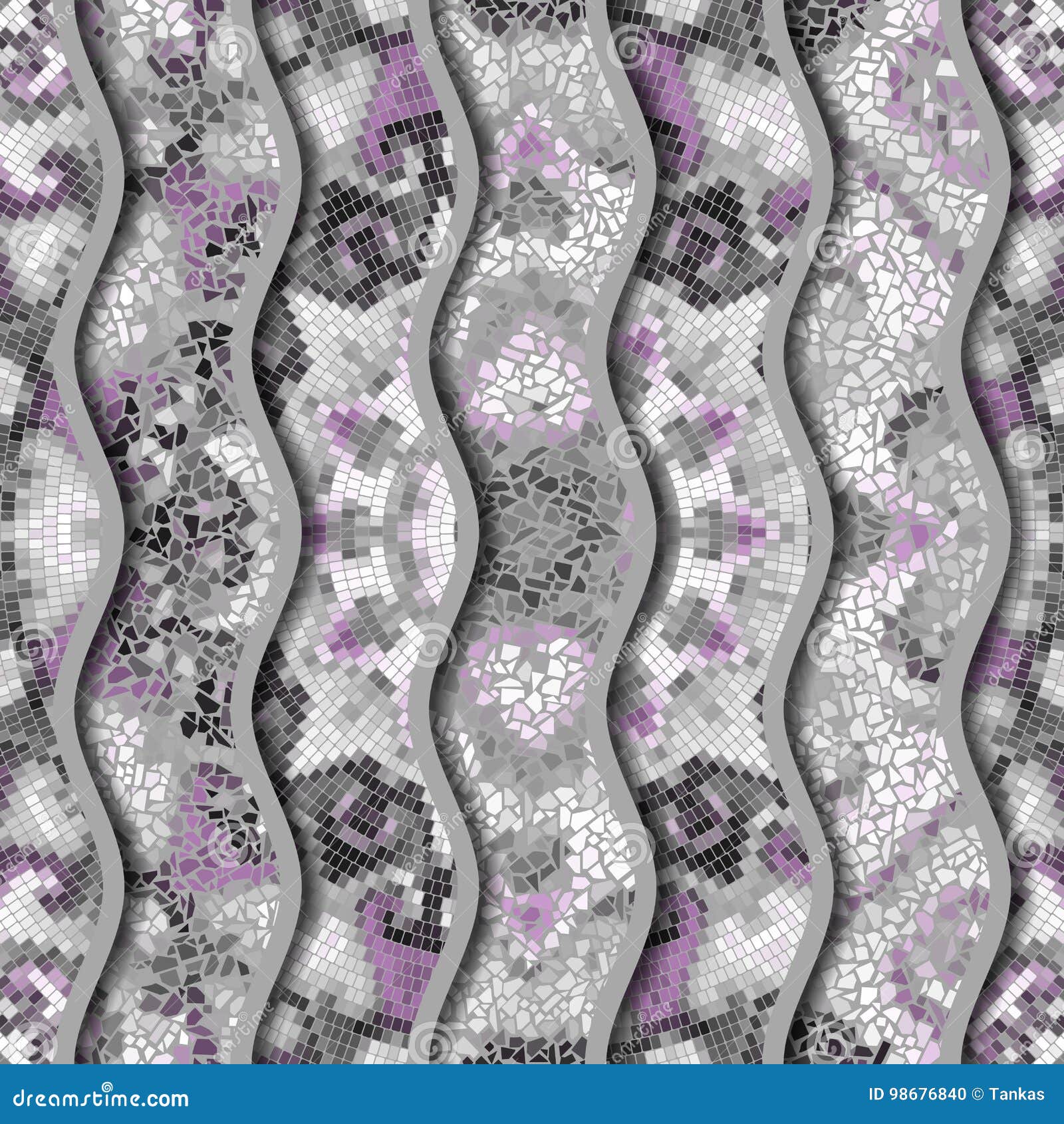 Relief Waves of Ornamental Mosaic Tile Patterns Stock Vector ...