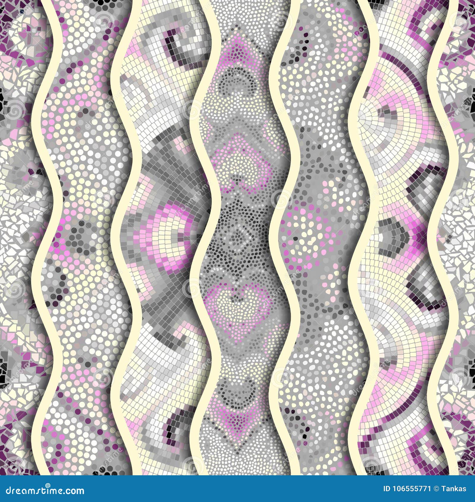 Relief Waves of Ornamental Mosaic Tile Patterns Stock Vector ...