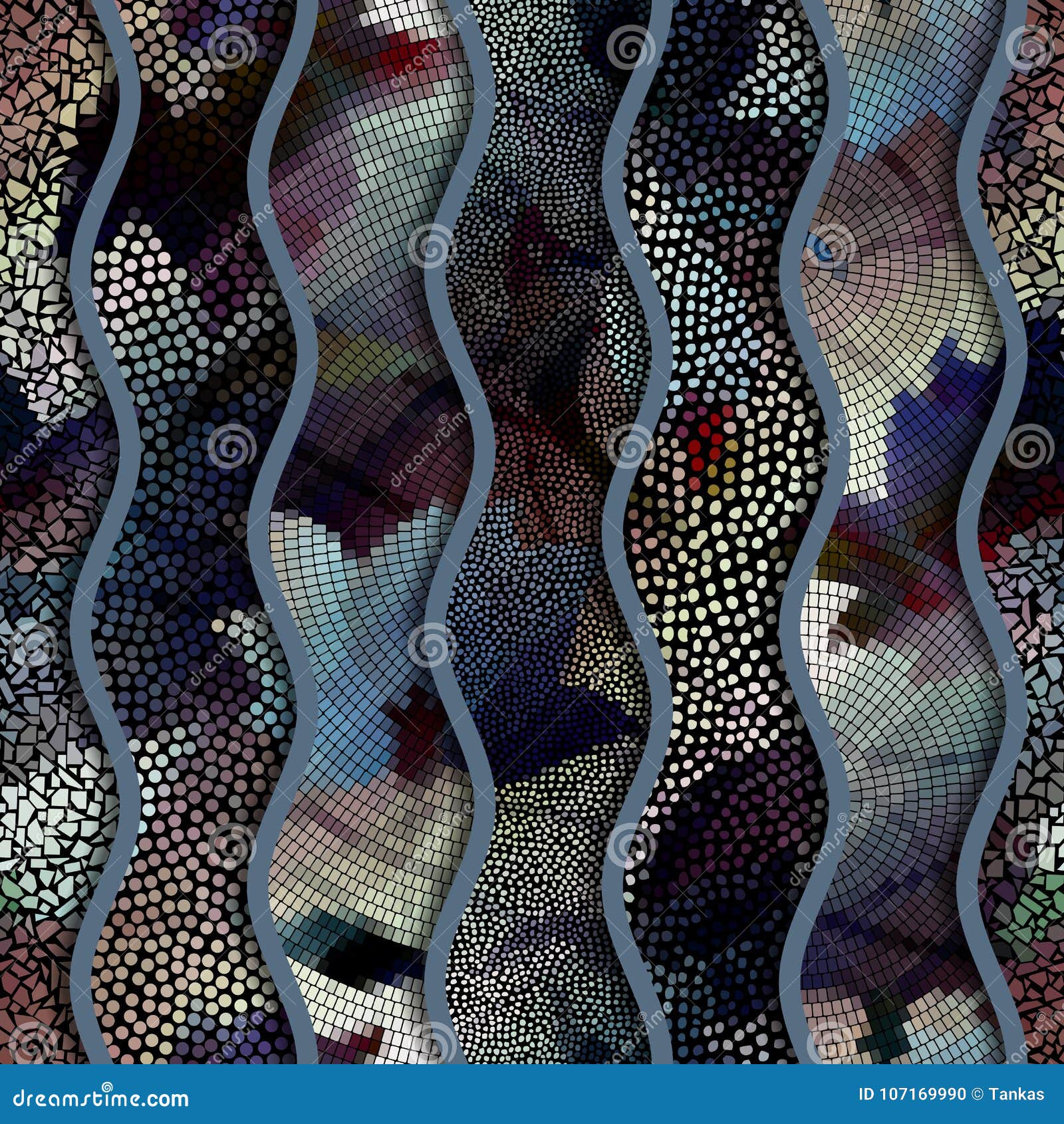 Relief Waves of Ornamental Mosaic Tile Patterns Stock Vector ...