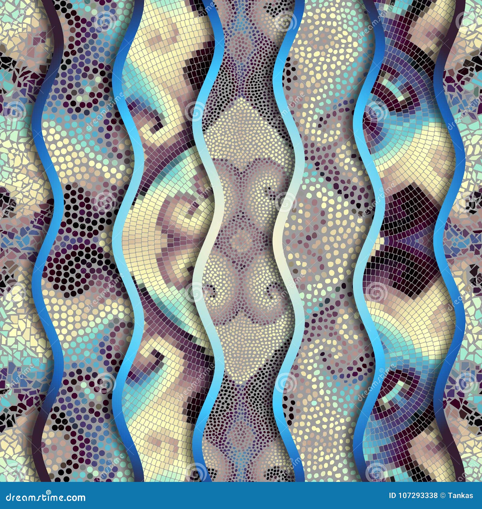 Relief Waves of Ornamental Mosaic Tile Patterns Stock Vector ...