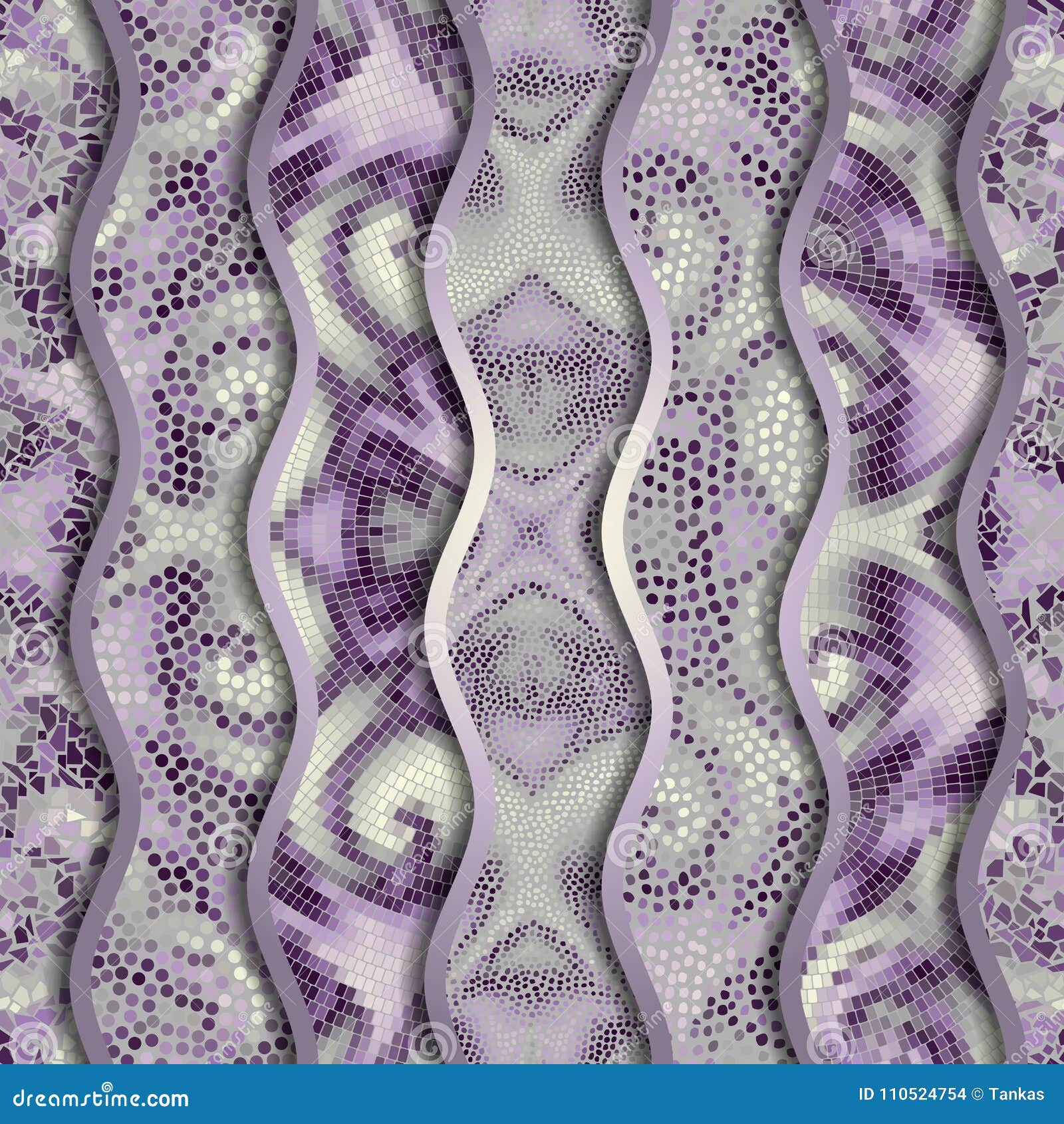 Relief Waves of Ornamental Mosaic Tile Patterns Stock Vector ...