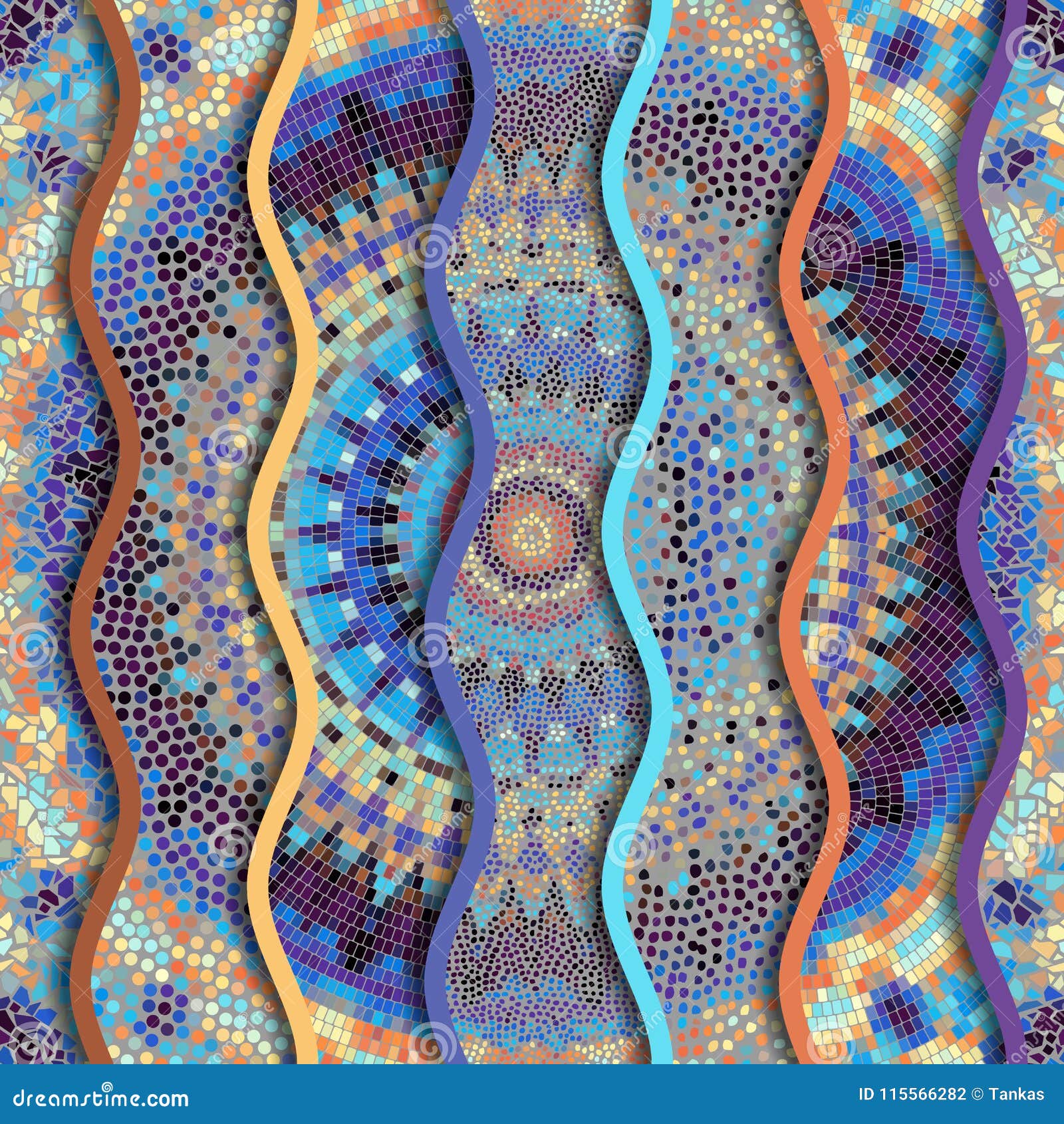 Relief Waves of Ornamental Mosaic Tile Patterns Stock Vector ...