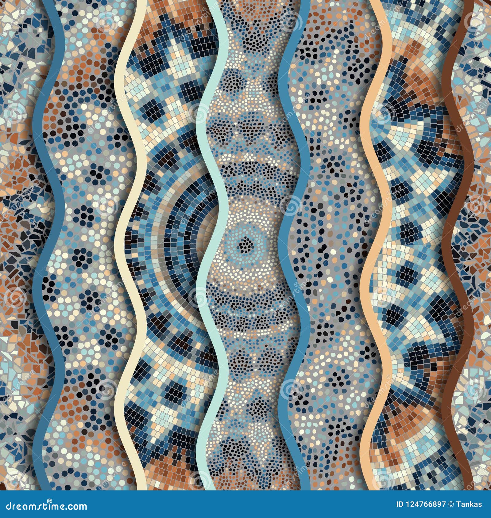 Relief Waves of Ornamental Mosaic Tile Patterns Stock Vector ...