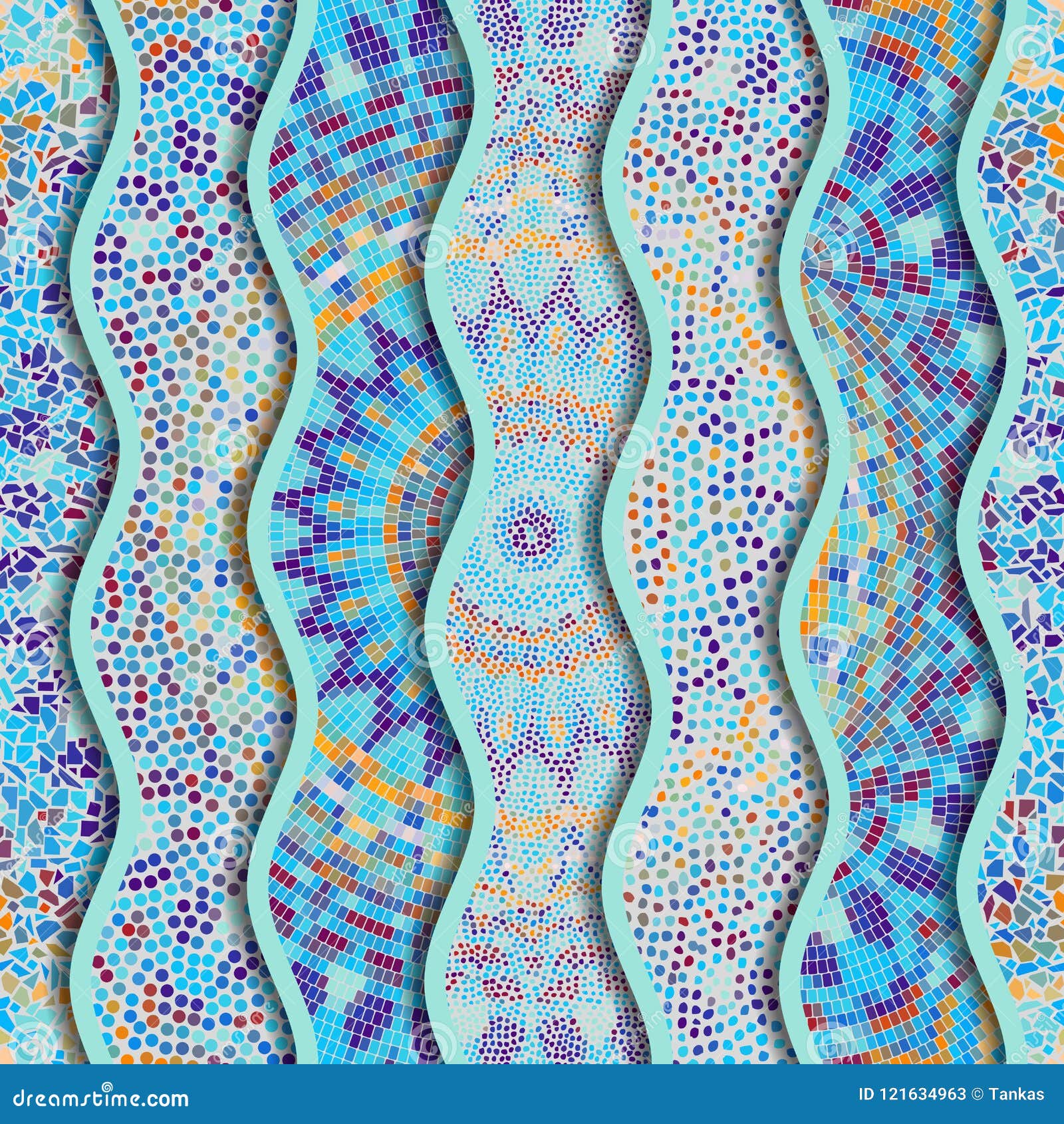 Relief Waves of Ornamental Mosaic Tile Patterns Stock Vector ...