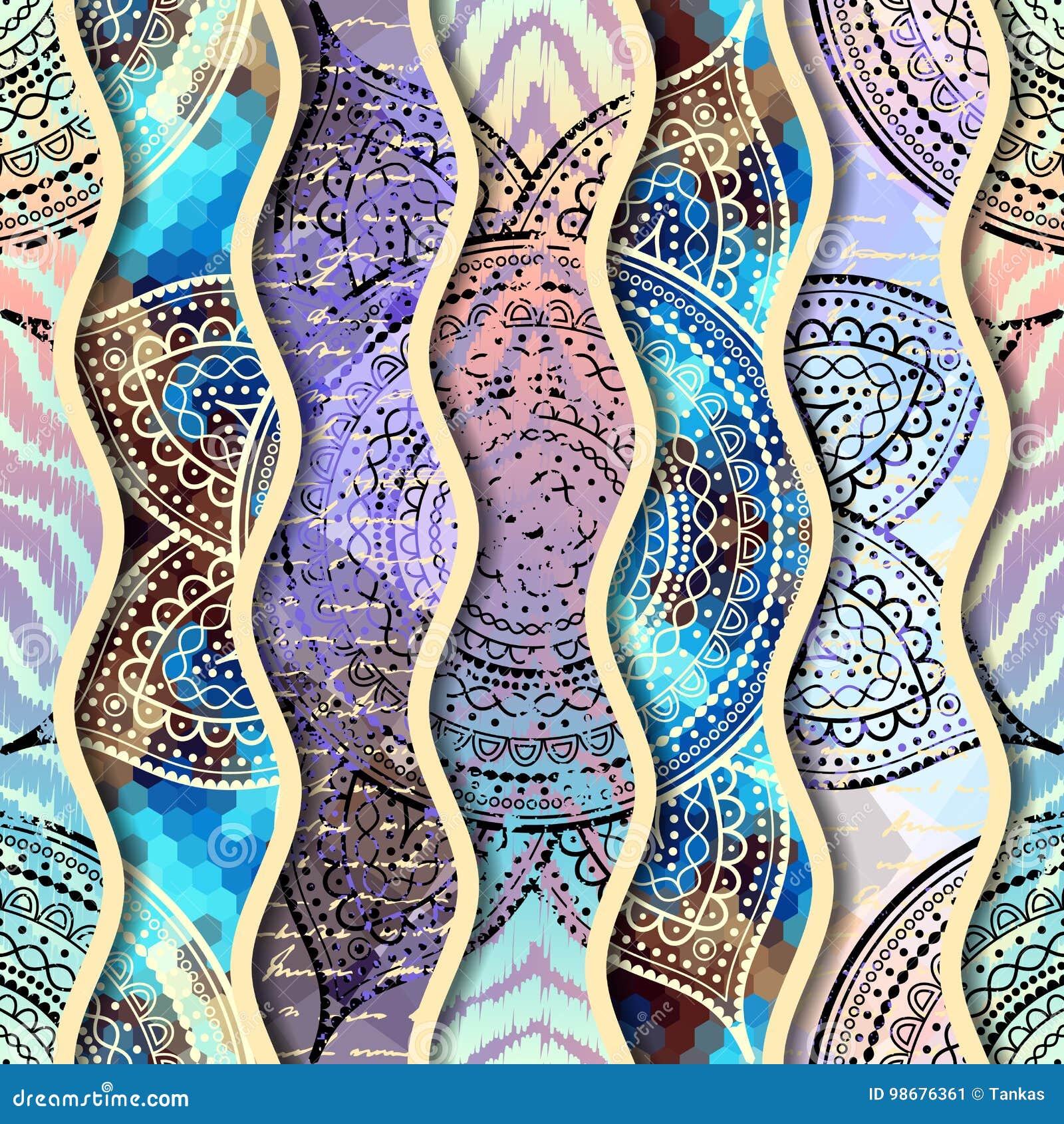 Relief Waves of Ornamental Mosaic Tile Patterns Stock Vector ...