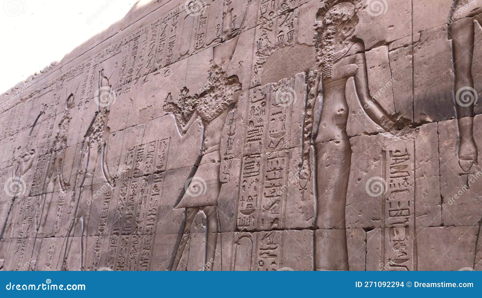 Reliefs on the Walls of the Temple of Edfu, Egypt Stock Photo - Image ...