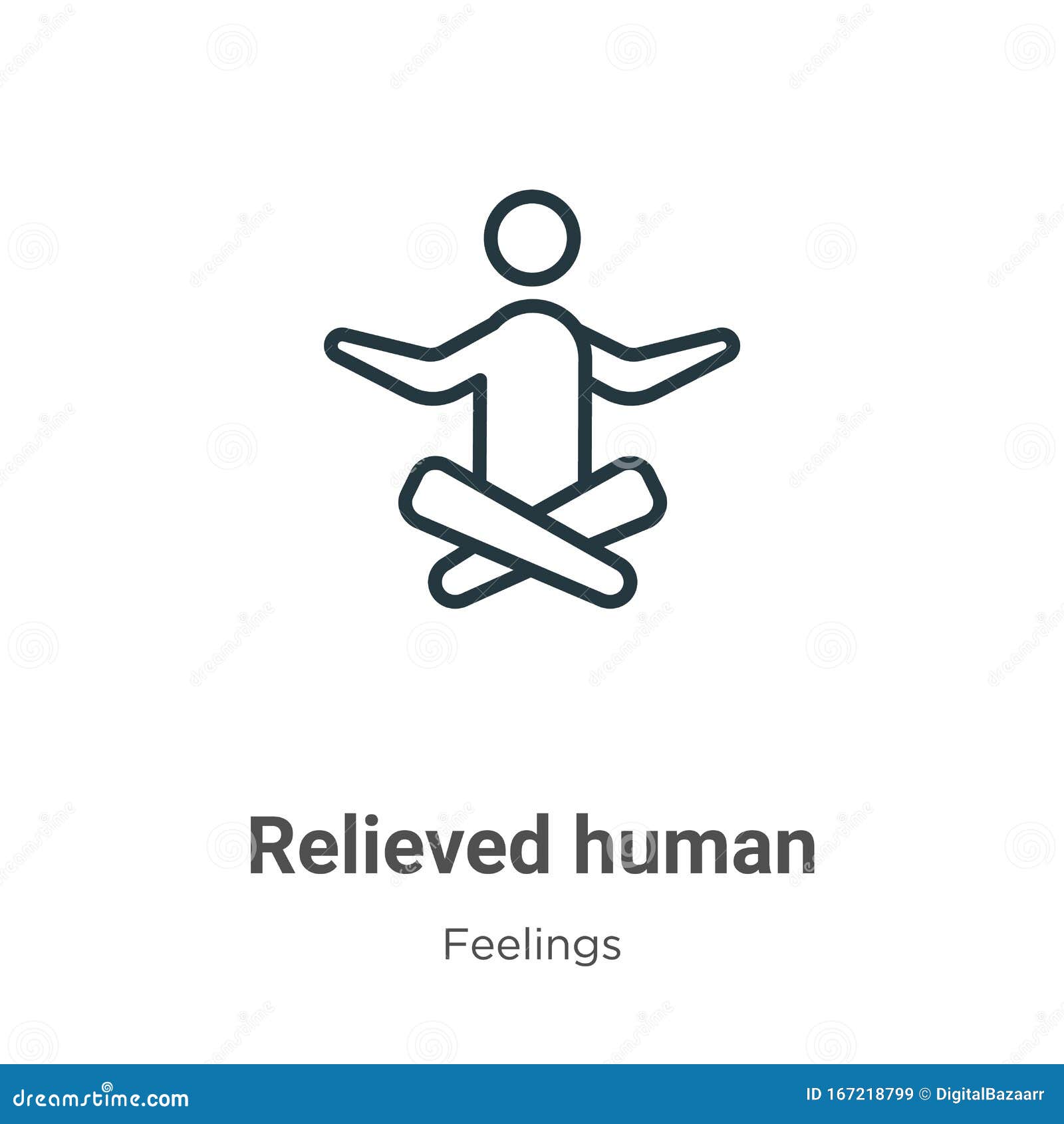 Relieved Human Outline Vector Icon. Thin Line Black Relieved Human Icon ...