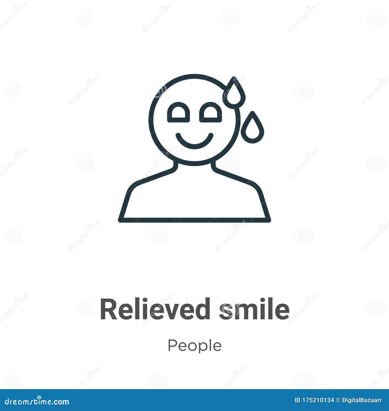 Relieved Smile Outline Vector Icon. Thin Line Black Relieved Smile Icon ...