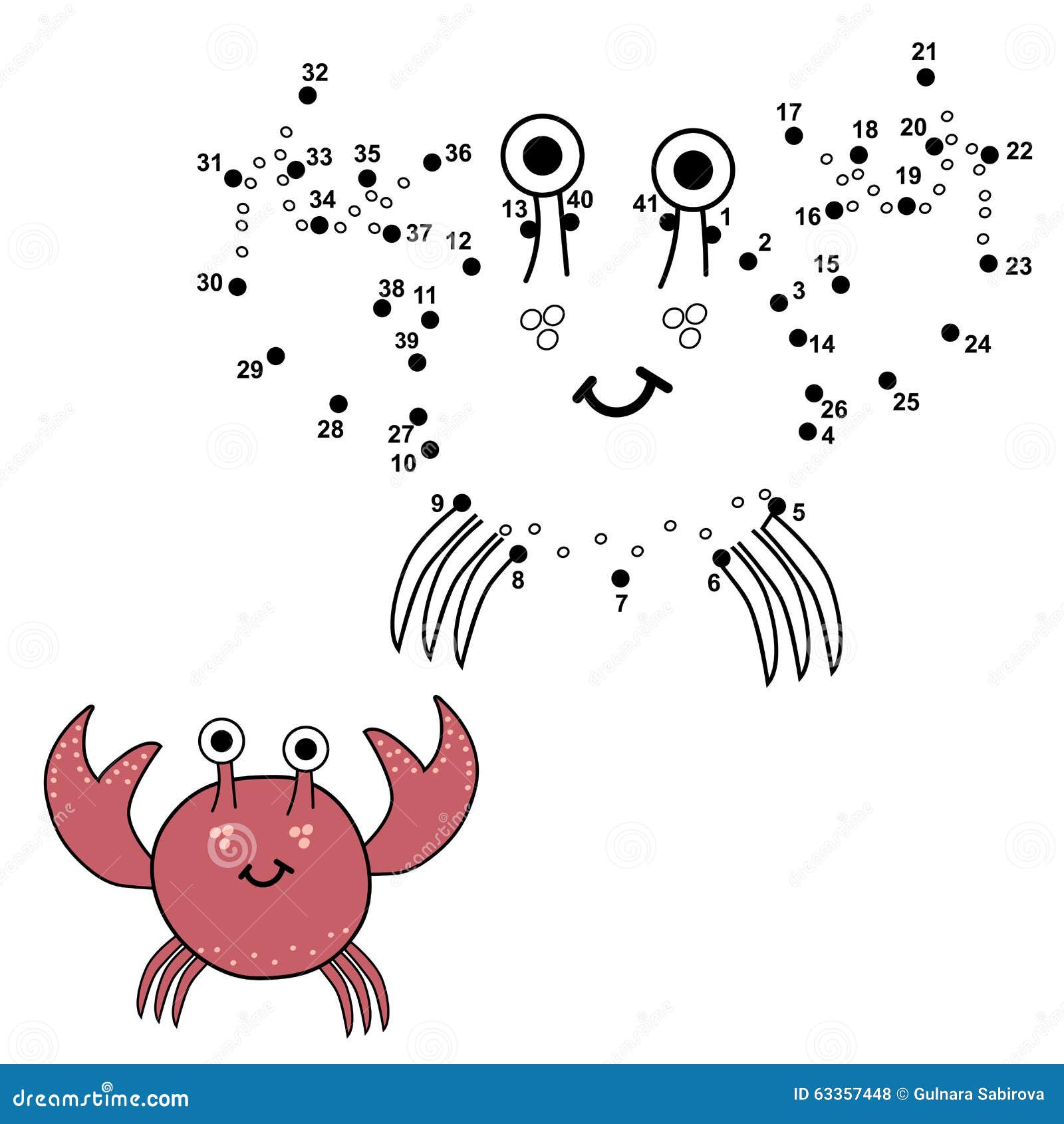 Reliez Les Points Pour Dessiner Le Crabe Mignon Et Pour Le Colorer ... Reliez Les Points Pour Dessiner Le Crabe Mignon Et Pour Le Colorer ...
