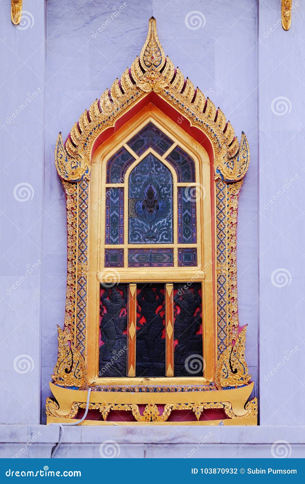 Religion Art of Thai Buddhist Temple Windows Stock Photo - Image of ...