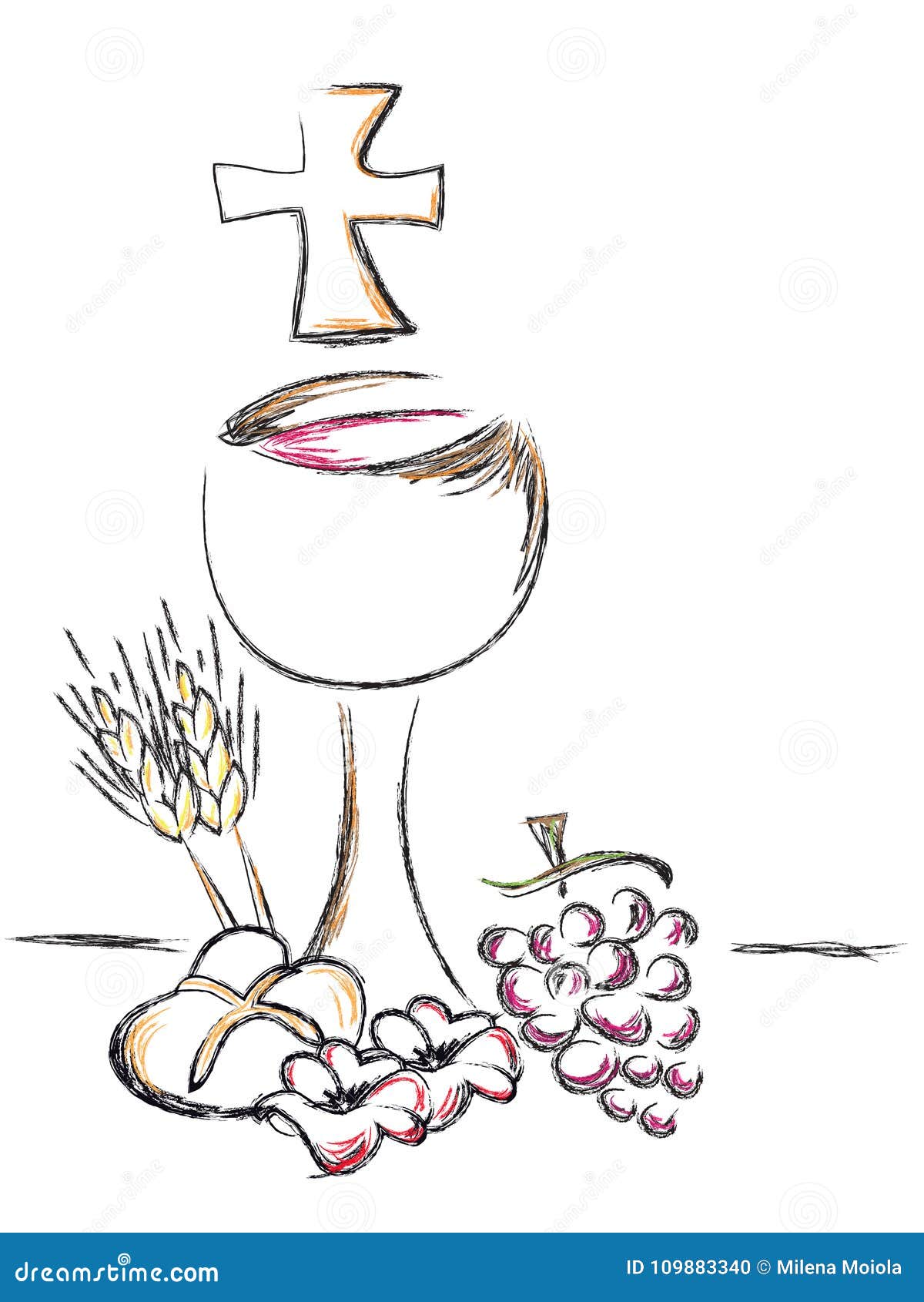 Religion Card for First Communion Stock Illustration - Illustration of ...