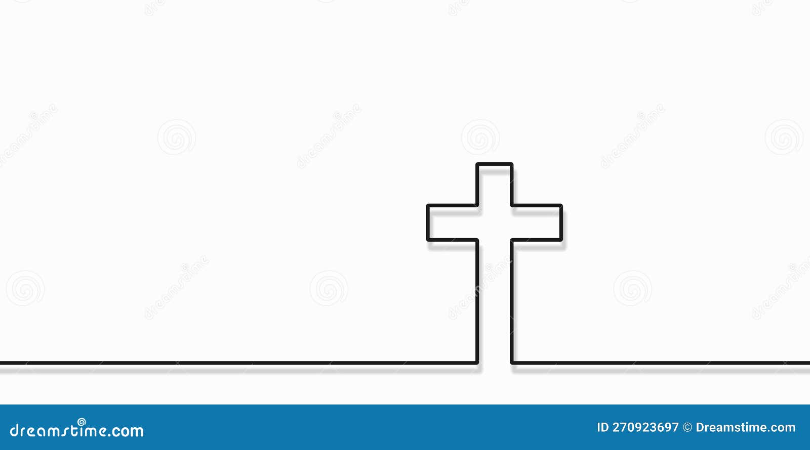 Religion Cross Simple Line with Shadow Stock Illustration ...