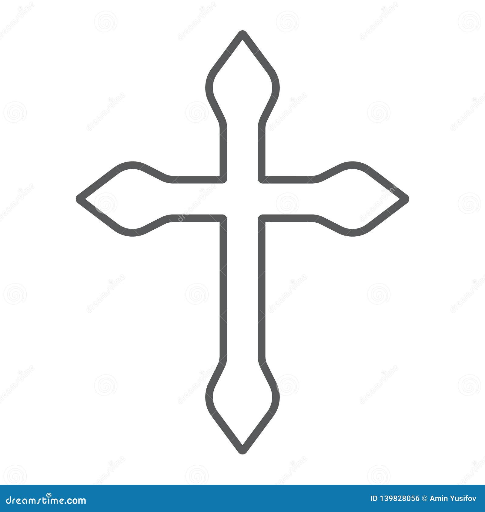 Religion Cross Thin Line Icon, Christian and Catholic, Crucifix Sign ...