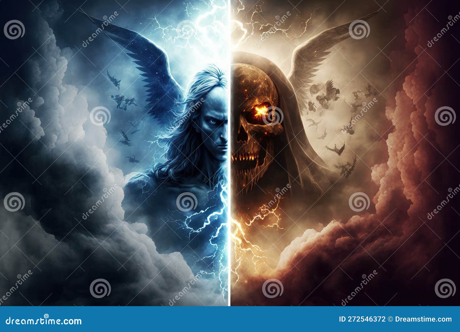Religion Good and Evil, Light and Darkness, and Heaven and Hell Stock ...