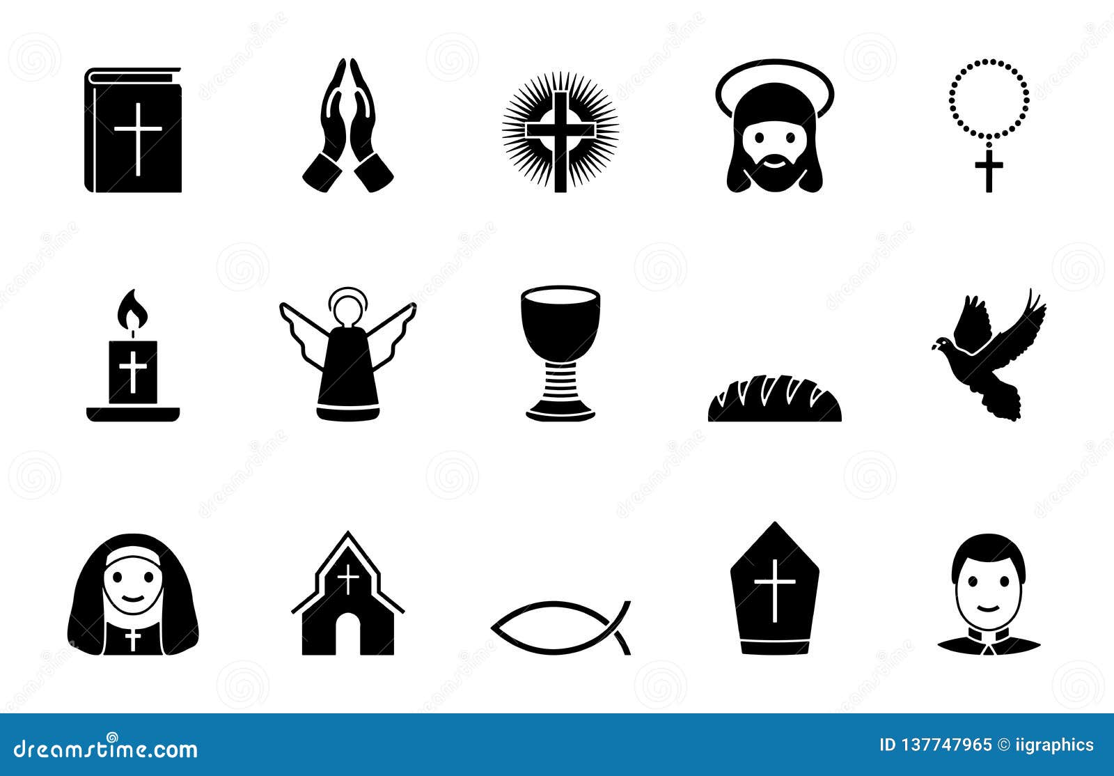 Religion icon set stock illustration. Illustration of church - 137747965
