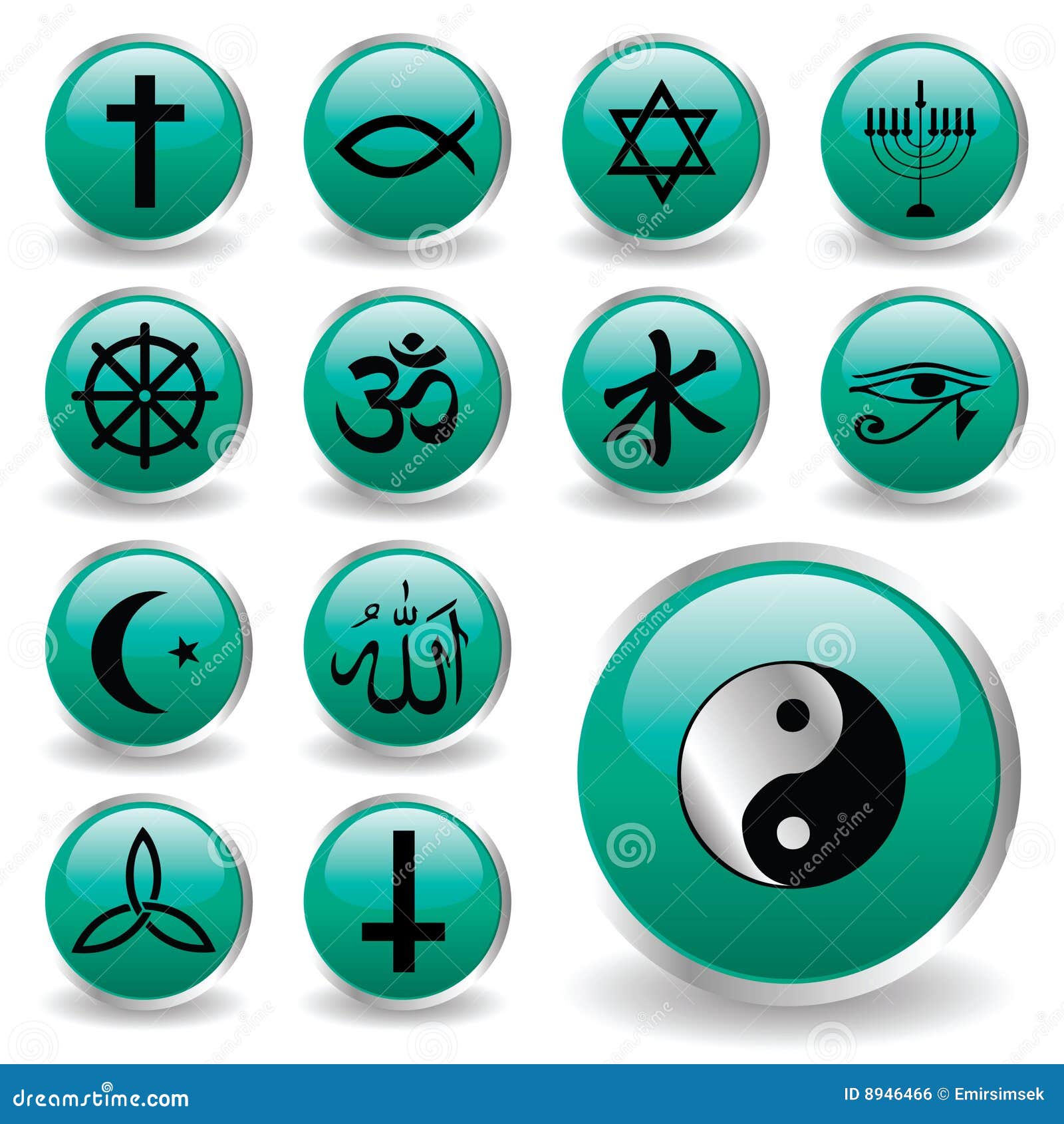 Religion icons stock vector. Illustration of confucian - 8946466