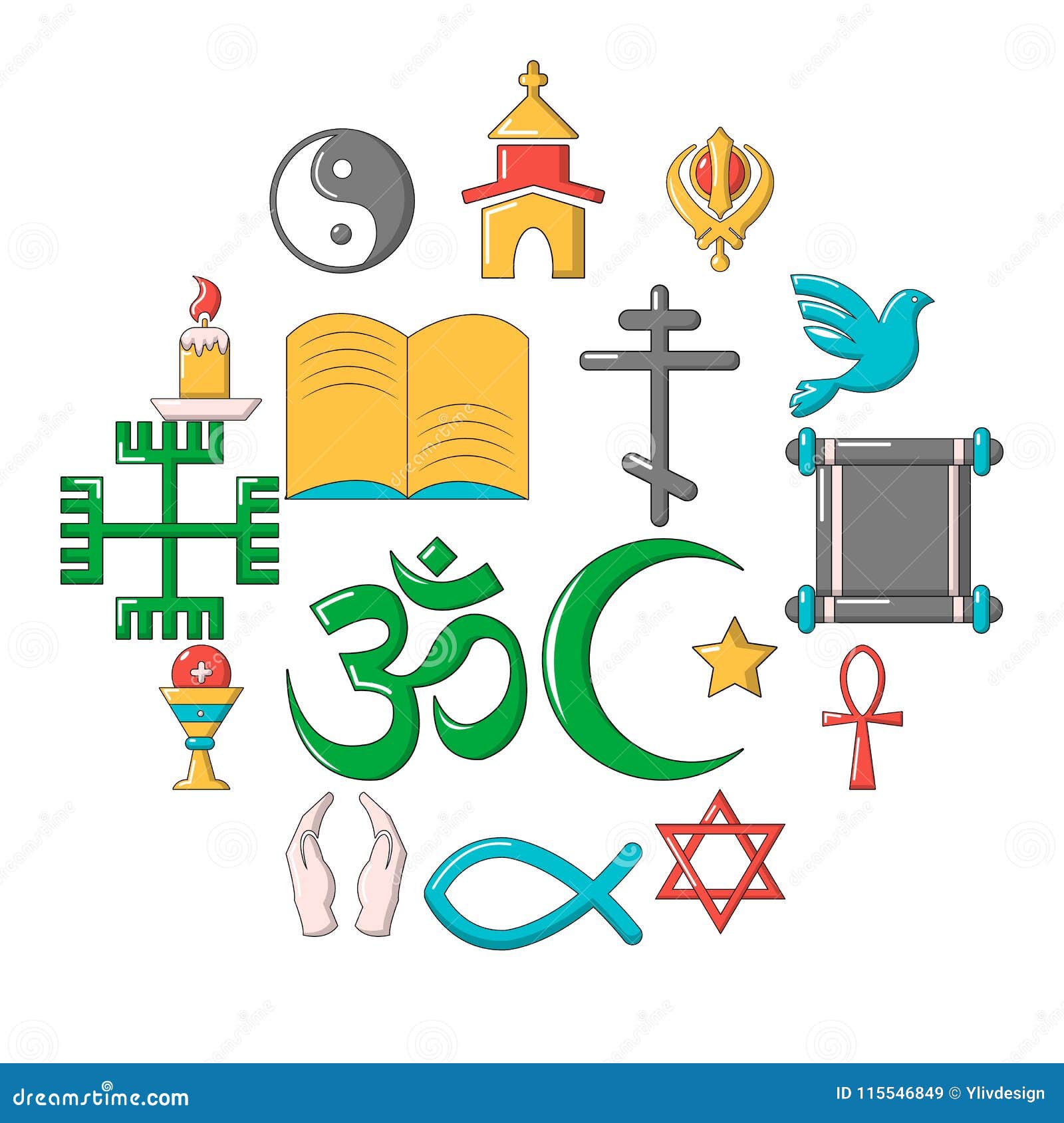 Religion Icons Set, Cartoon Style Stock Vector - Illustration of ... Religion Icons Set, Cartoon Style Stock Vector - Illustration of ...