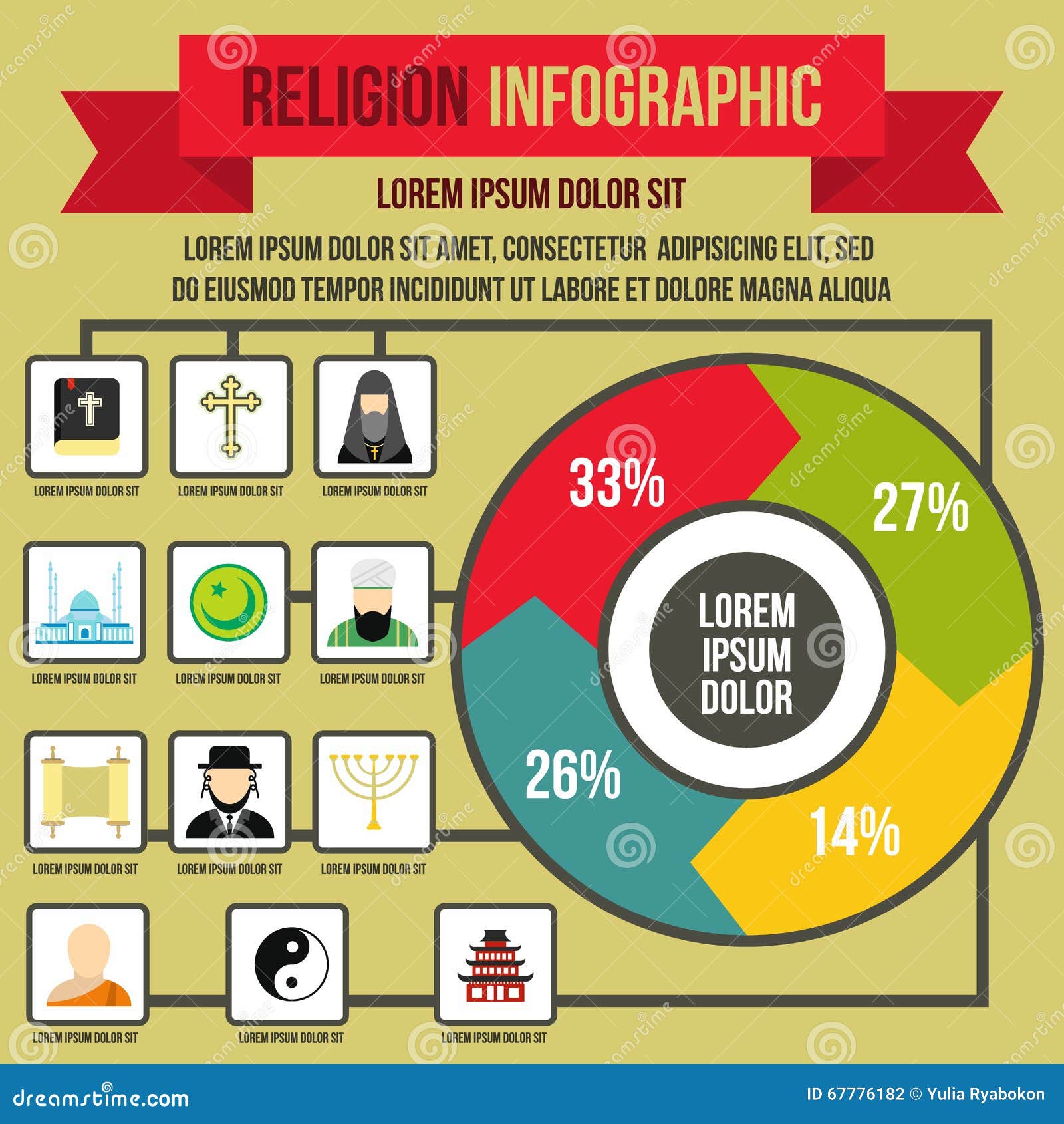 Religion Infographic, Flat Style Stock Vector - Illustration of cross ...