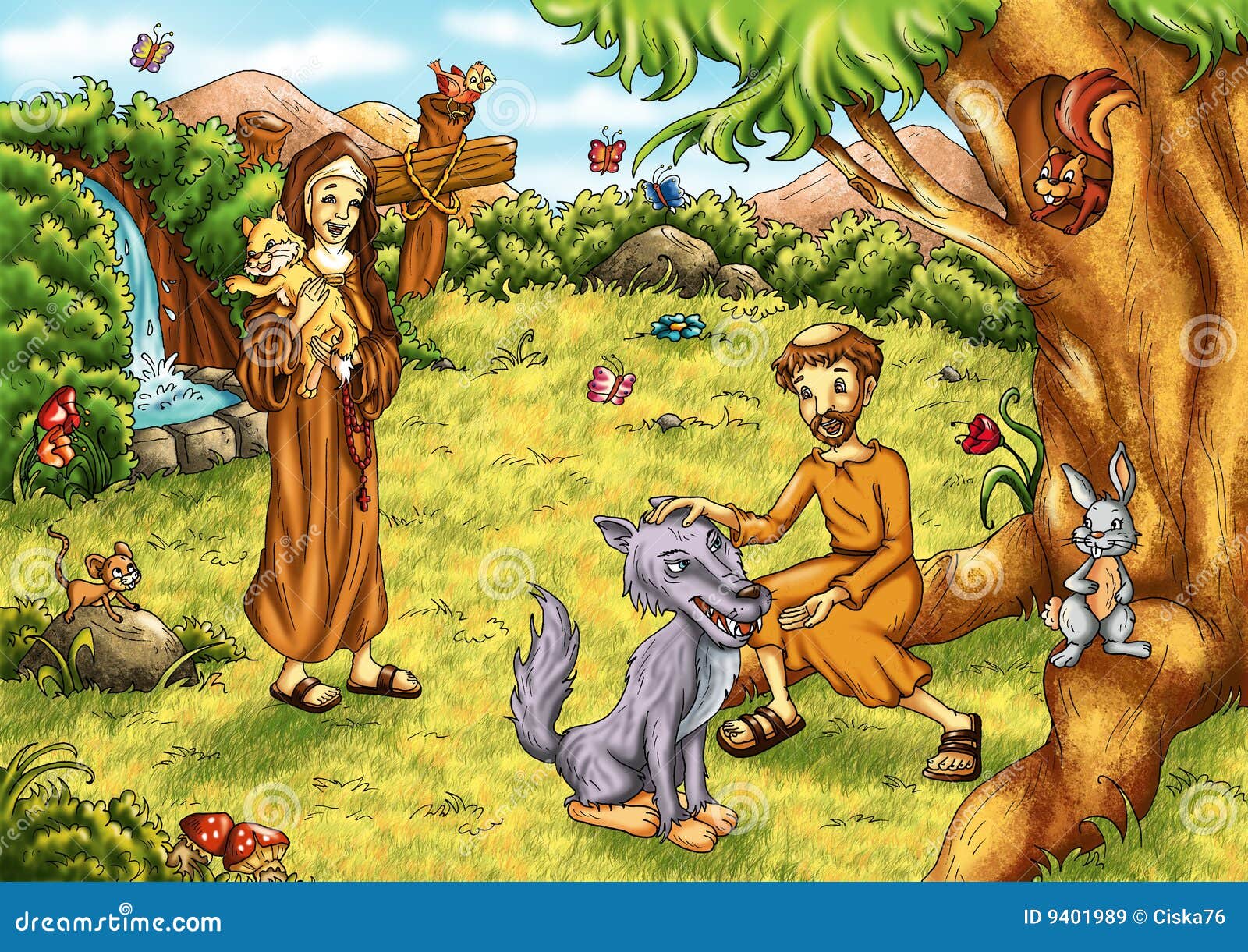 Religion. St. Francis and Saint Chiara Stock Illustration ...