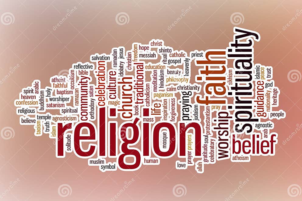 Religion Word Cloud with Abstract Background Stock Illustration ...