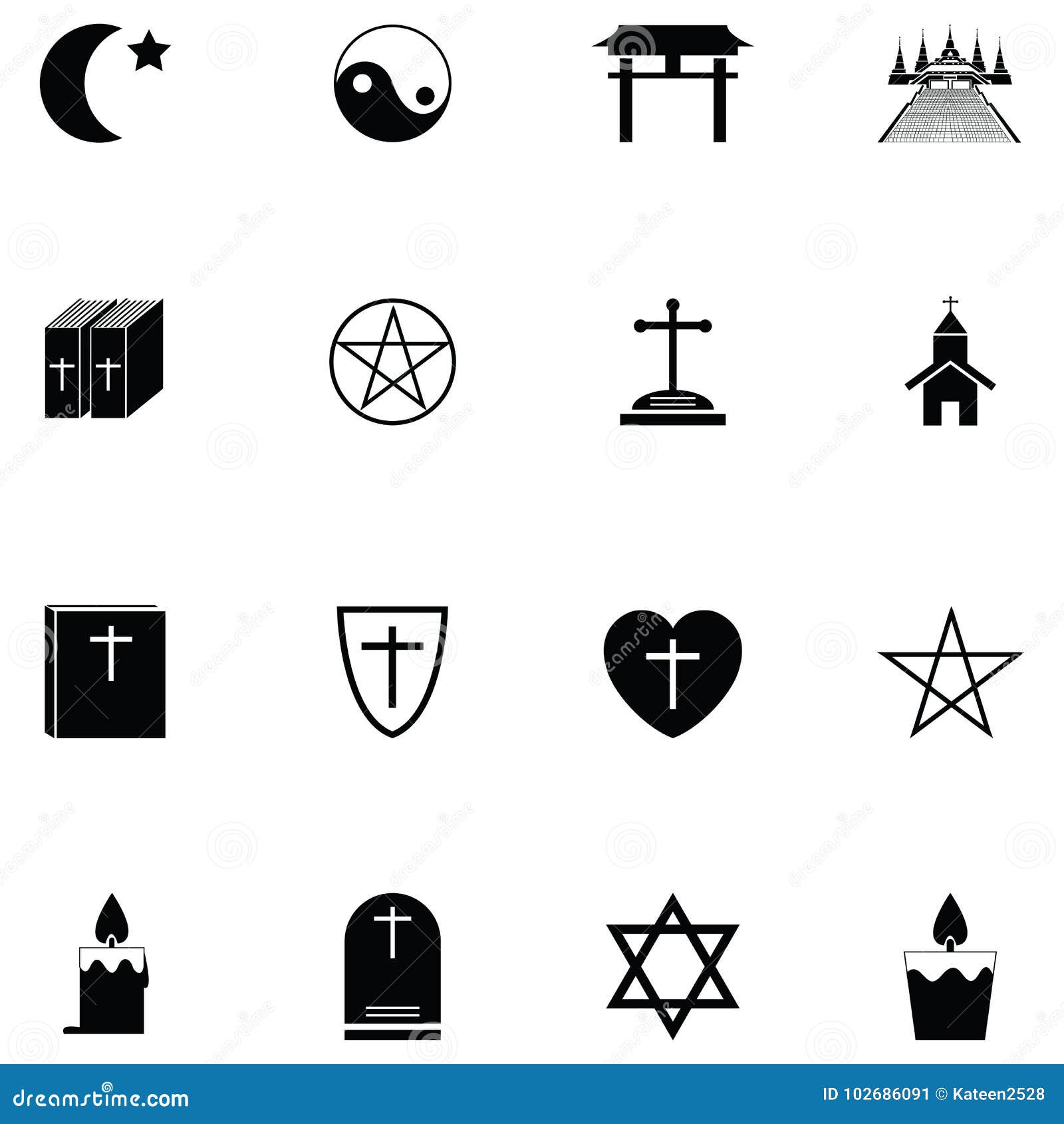 Religions icon set stock vector. Illustration of church - 102686091