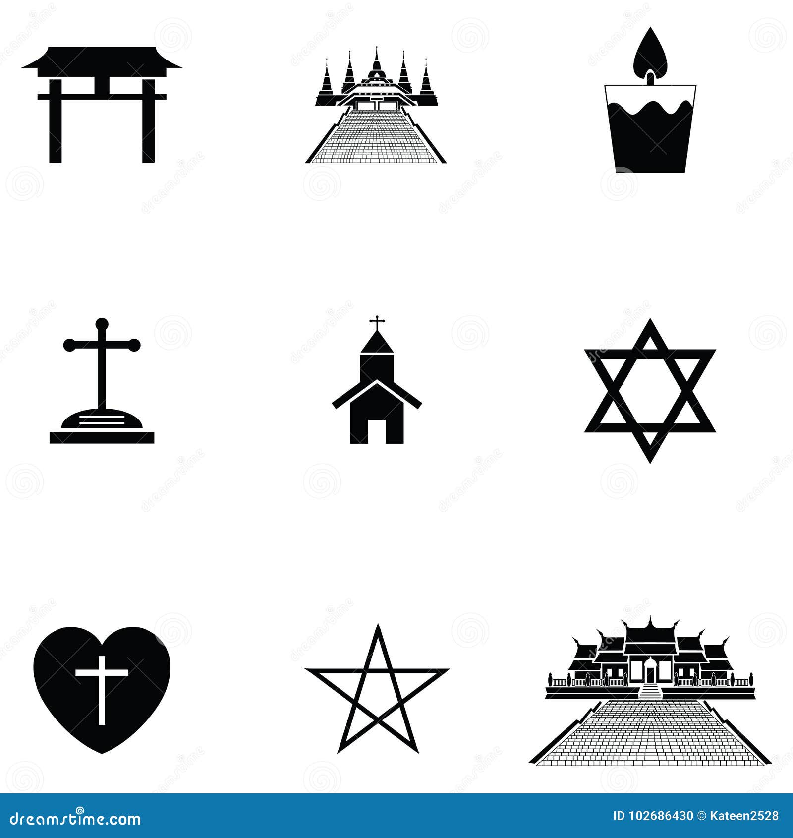 Religions icon set stock vector. Illustration of praying - 102686430