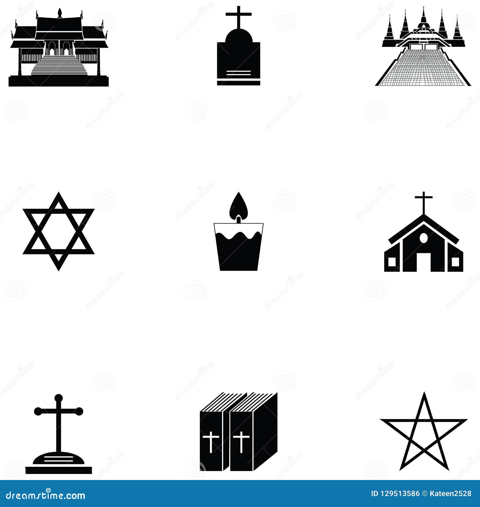 Religions icon set stock vector. Illustration of culture - 129513586