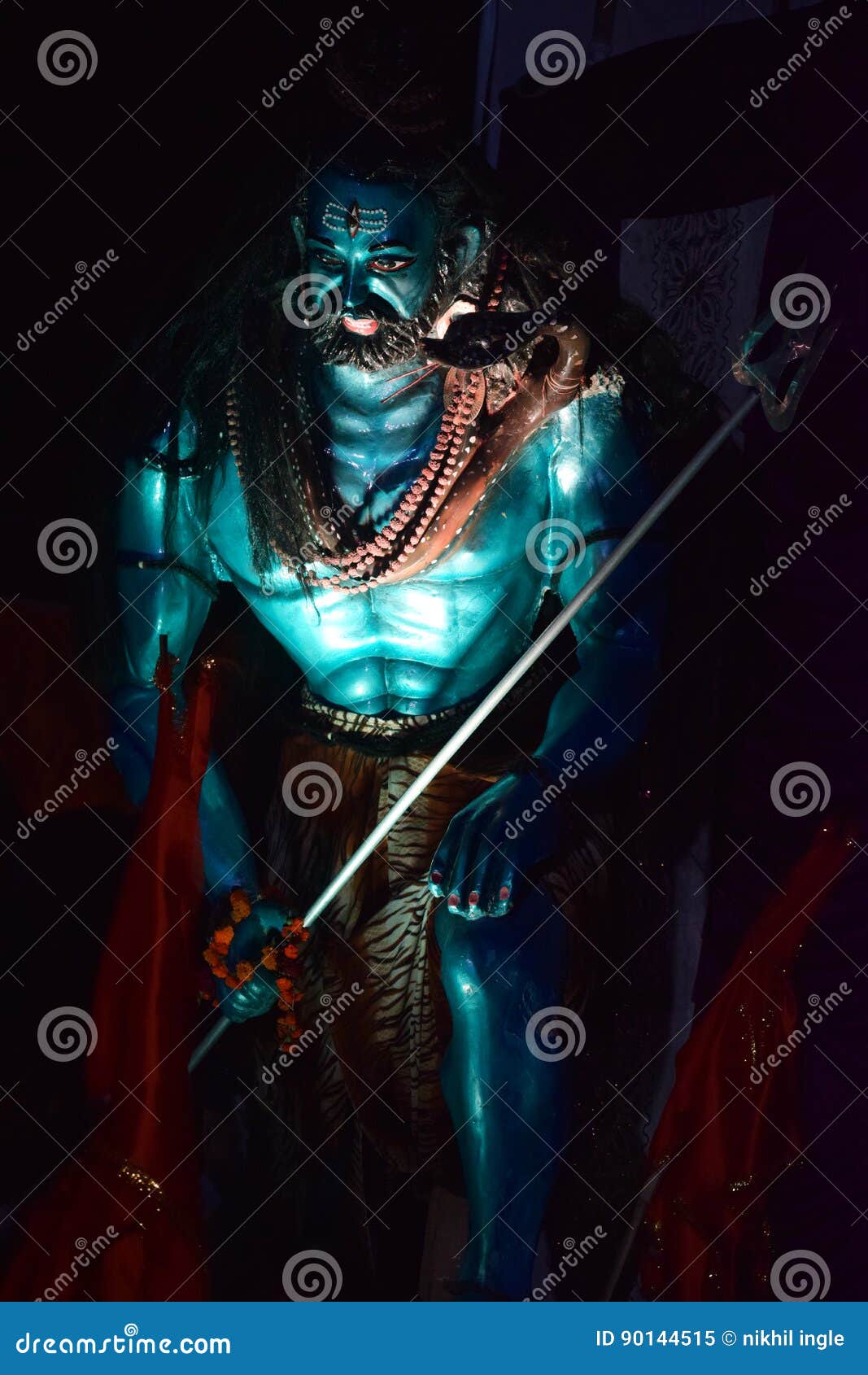 Religions Photograph and Shankar Statue it is Night Seen Stock Image ...