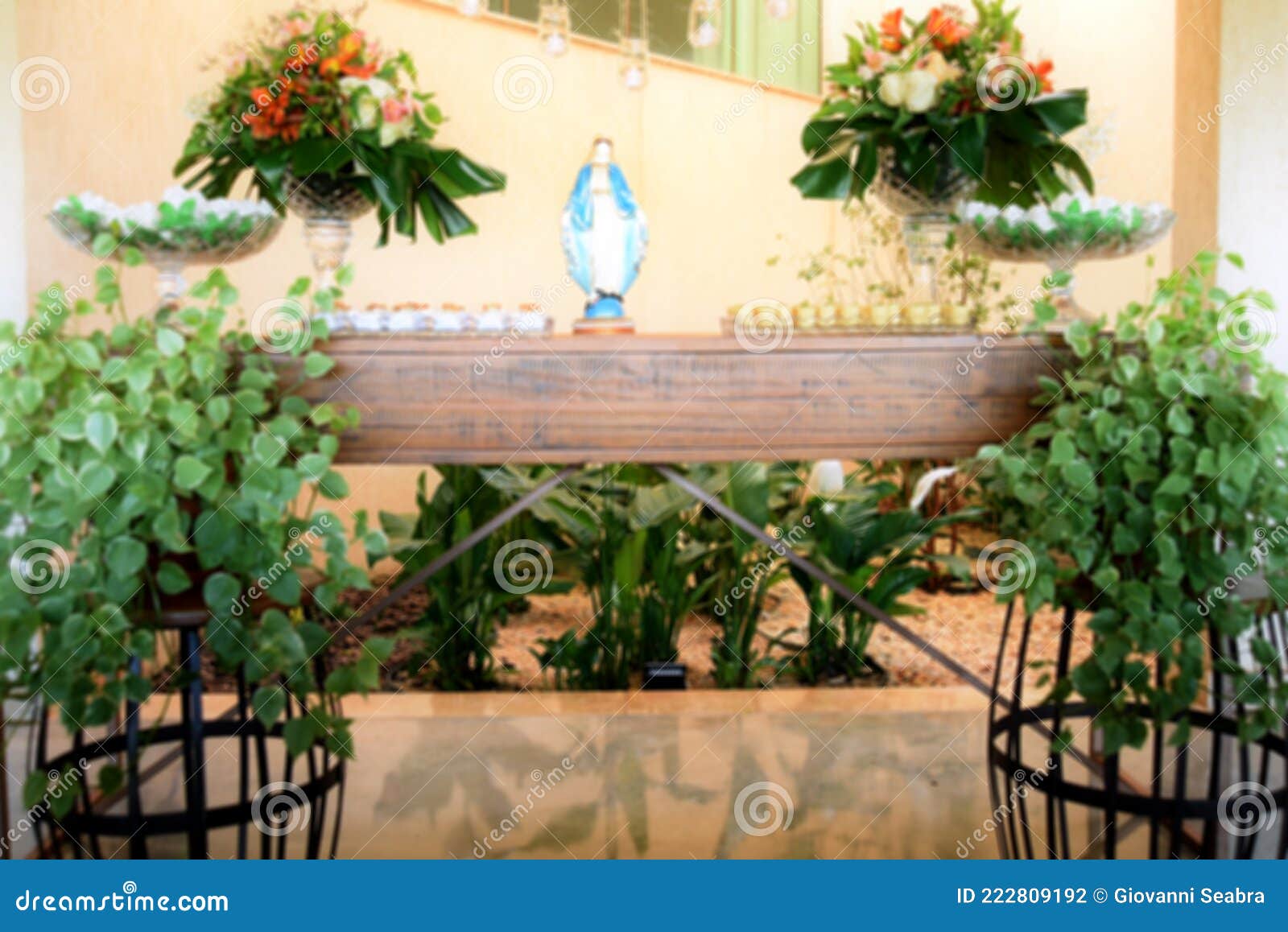 Religious Altar Table with Blurred Background for Texture Background ...