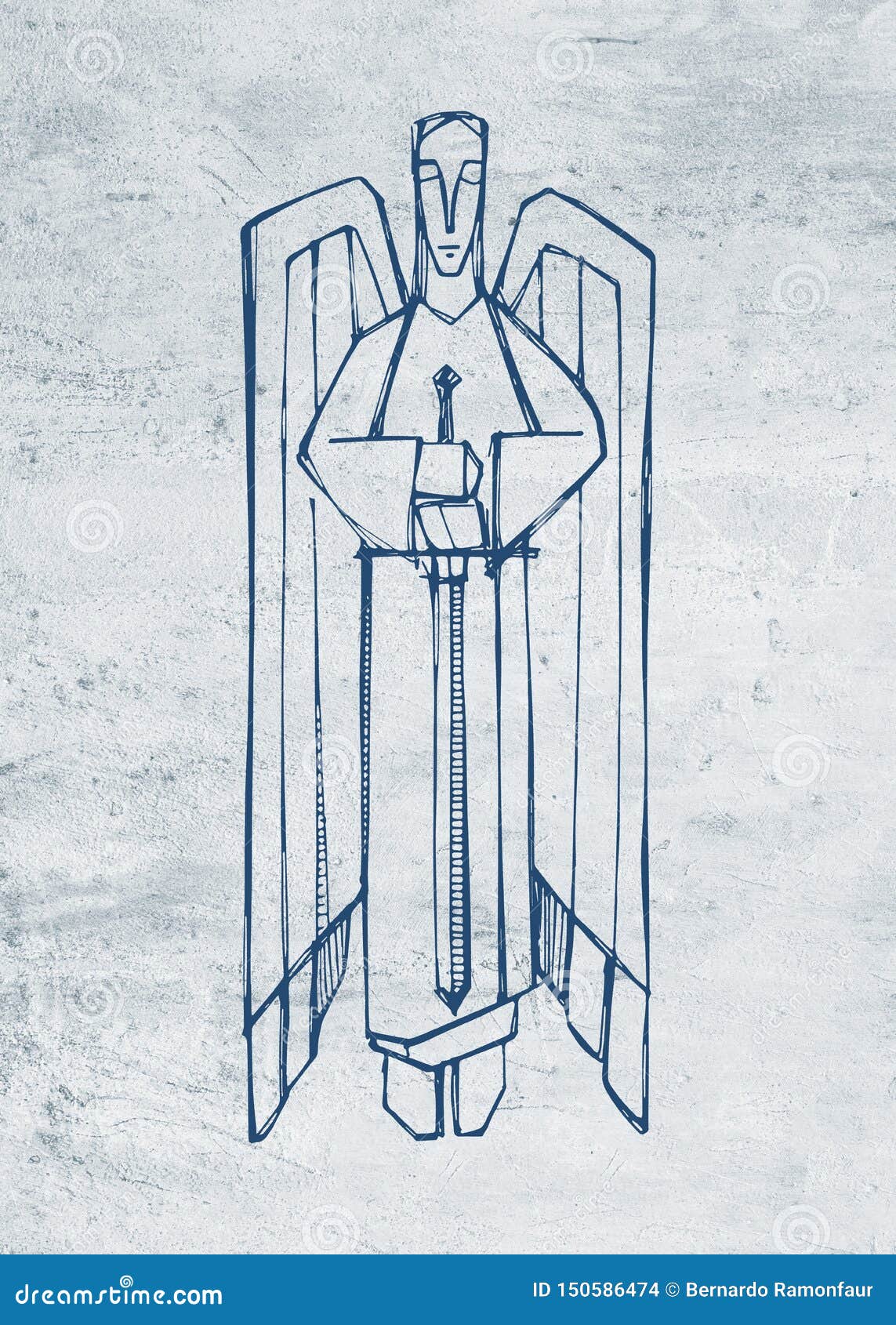 Religious Angel with Sword Digital Illustration Stock Illustration ...