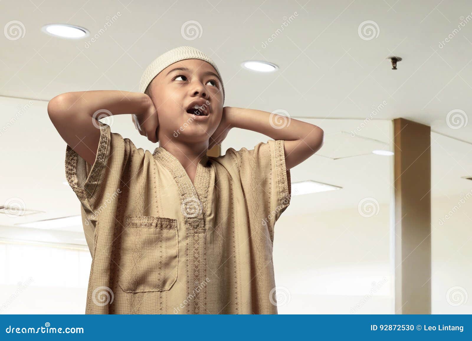 Religious Asian Muslim Kid with Cap Praying Stock Photo - Image of pray ...
