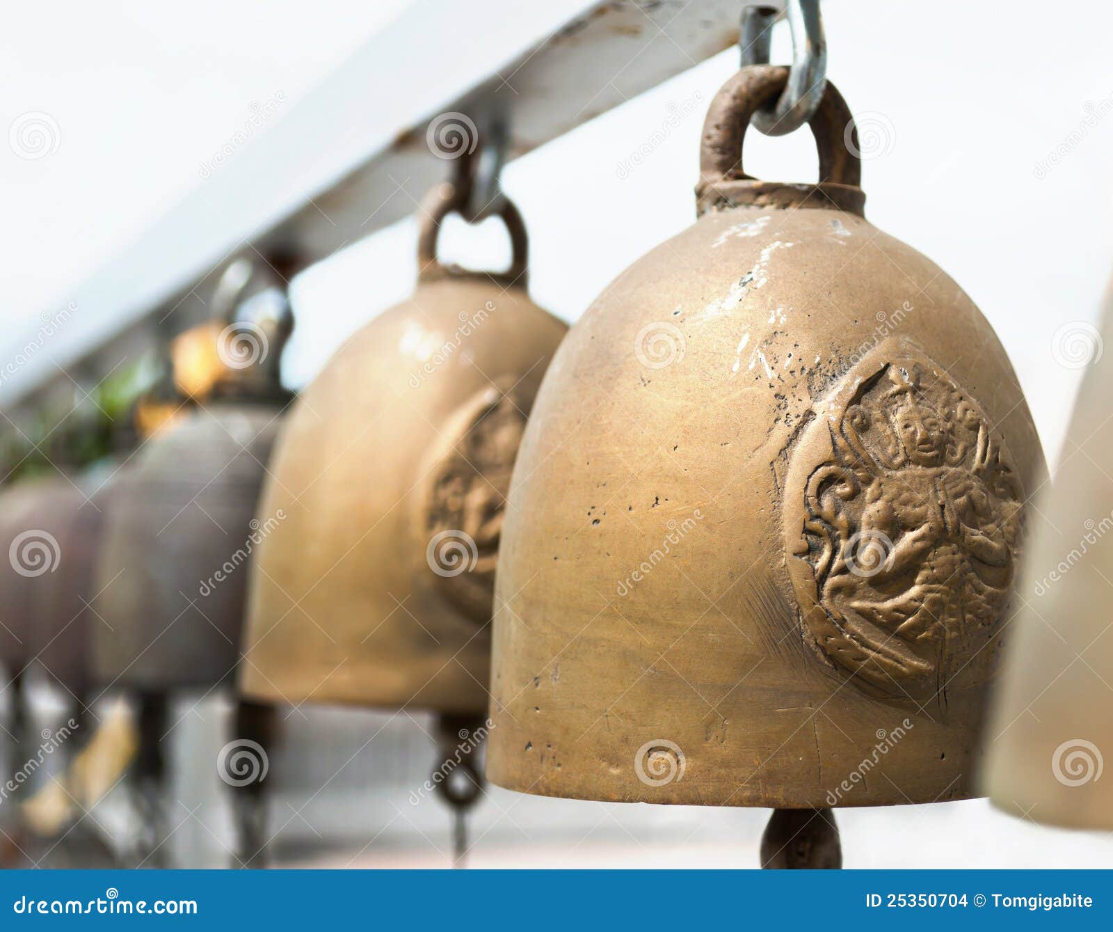 Religious Bells in Temple of Thailand Stock Photo - Image of outdoor ...