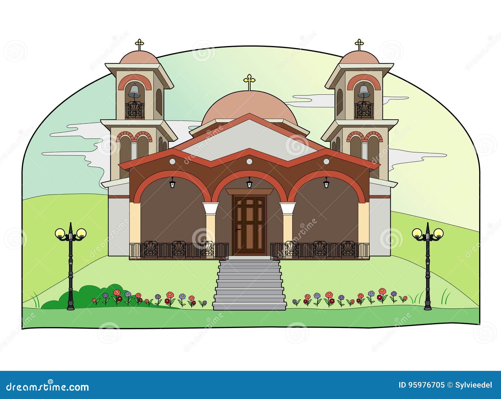 Religious building stock vector. Illustration of greek - 95976705