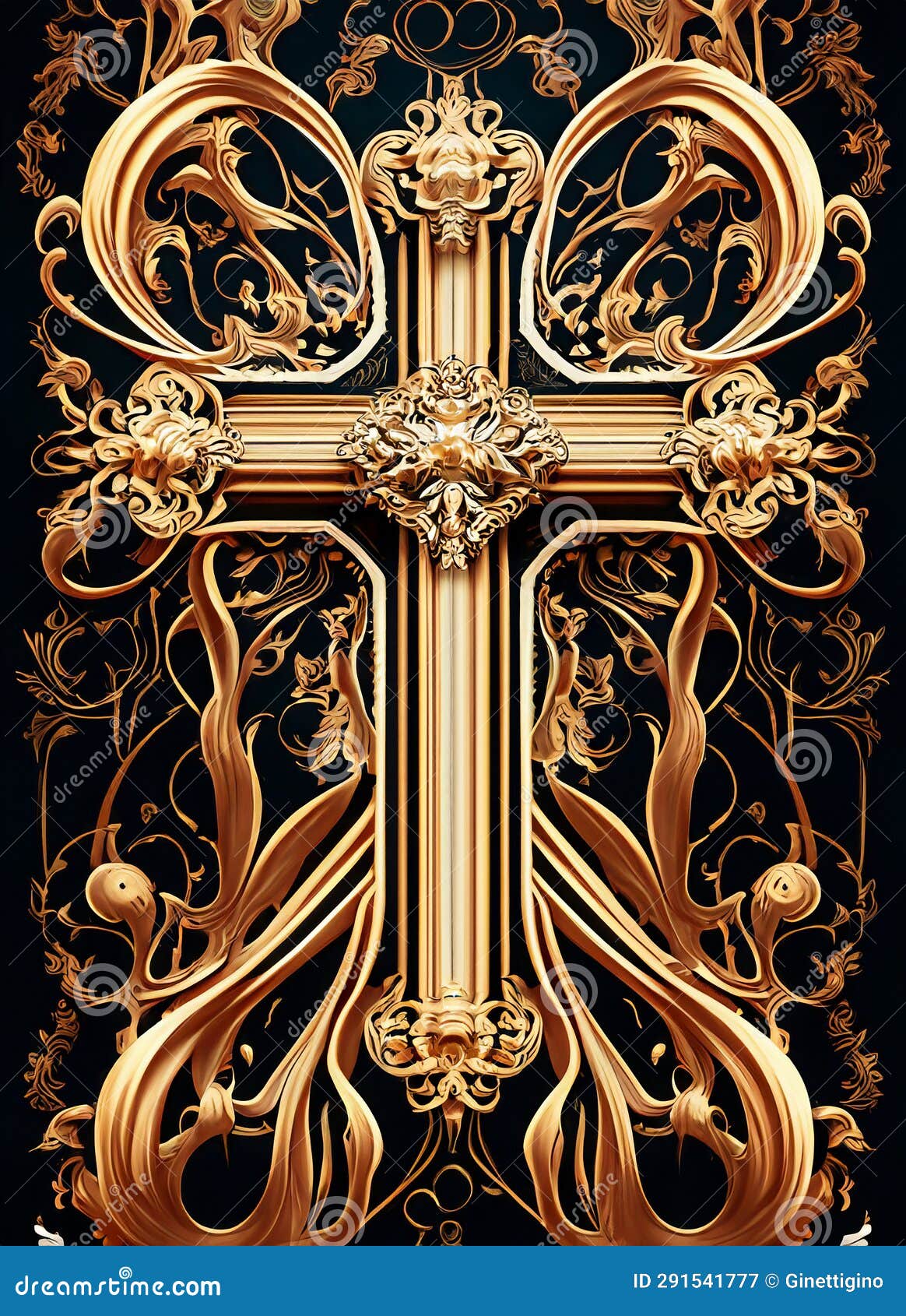 Religious, Catholic, Ornamental, Woven, Decorative, Baroque Cross Stock ...