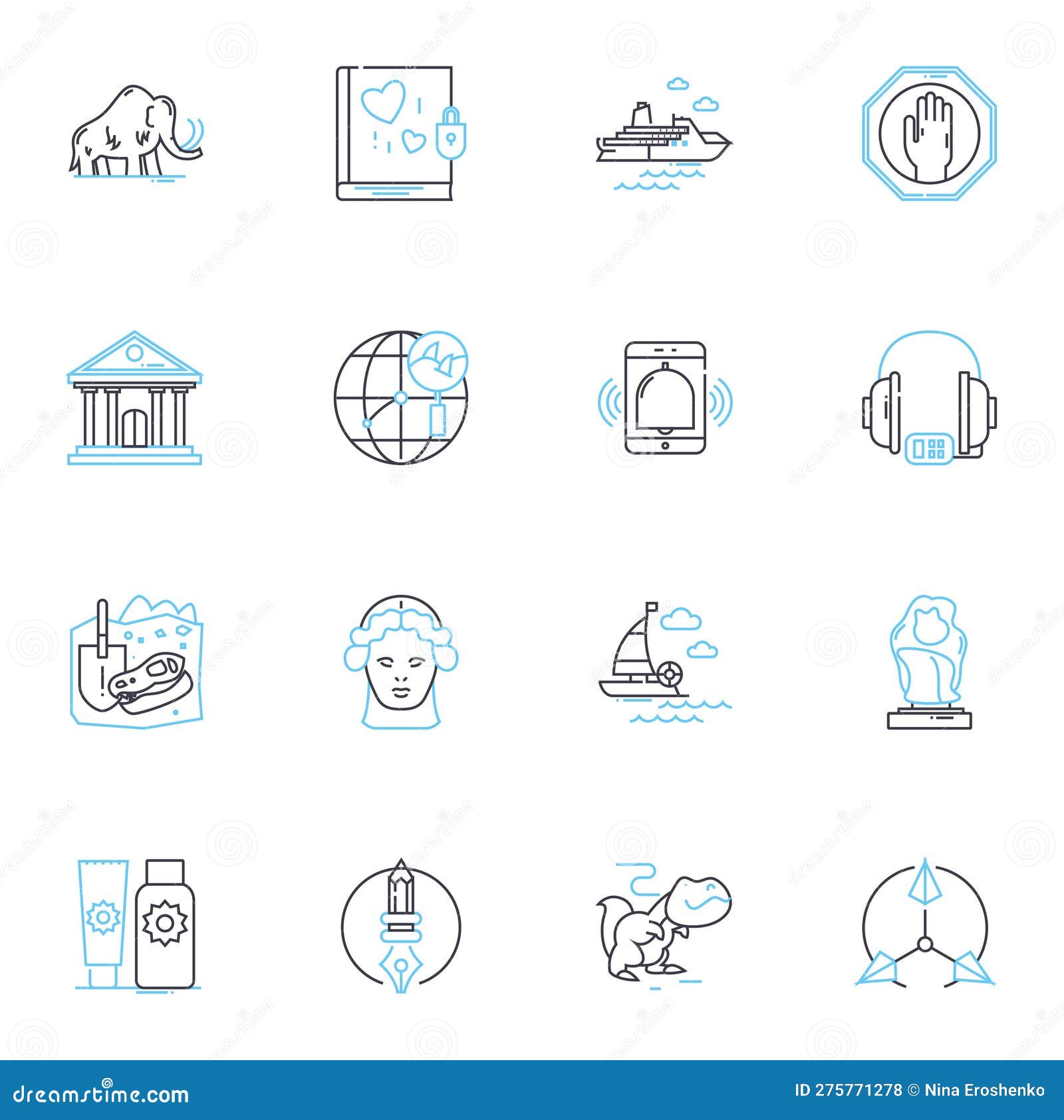 Religious Ceremonies Linear Icons Set. Baptism, Confirmation, Communion ...
