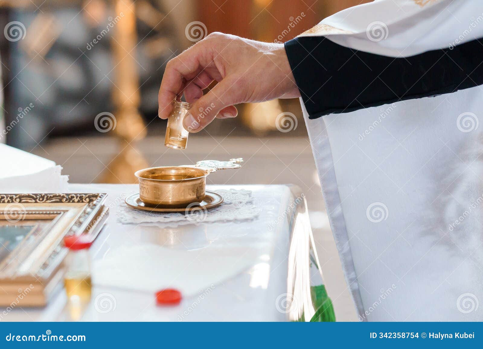 Religious Ceremony: the Art of Blessing with Holy Oil Stock Photo ...