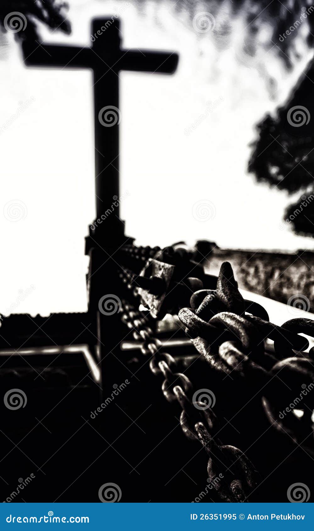 Religious cross and chain stock image. Image of sign - 26351995