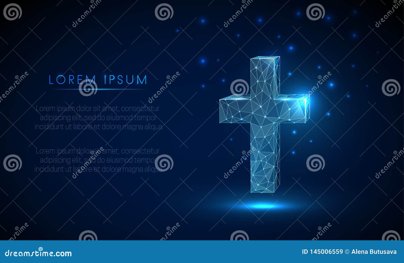 Abstarct Low Poly Style Cross. Wireframe Structure. Stock Vector ...