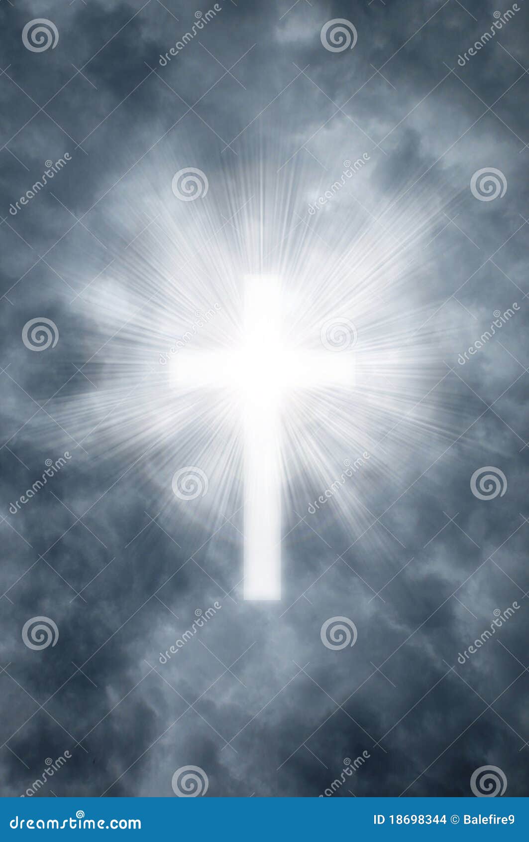 Religious Cross Shining through Clouds Stock Photo - Image of heavenly ...