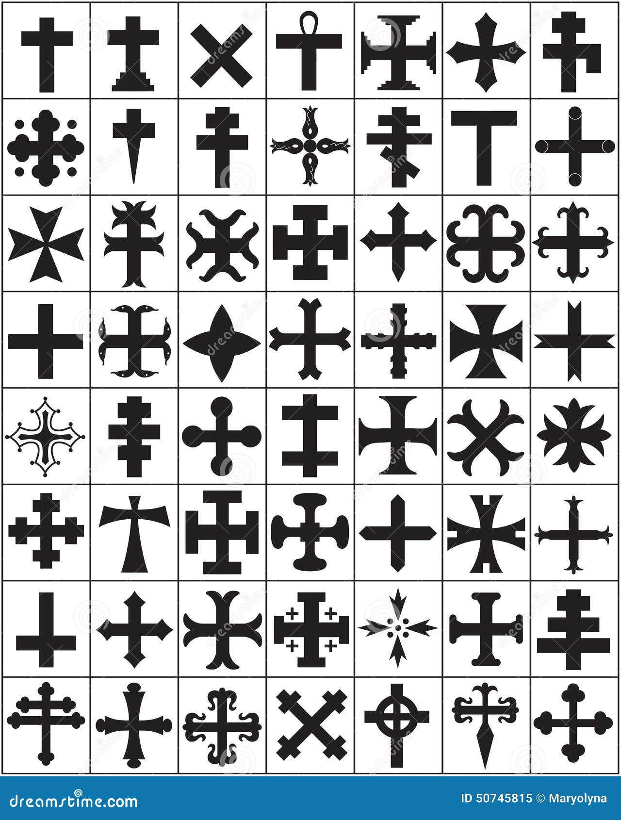 Religious crosses set stock illustration. Illustration of symbol - 50745815