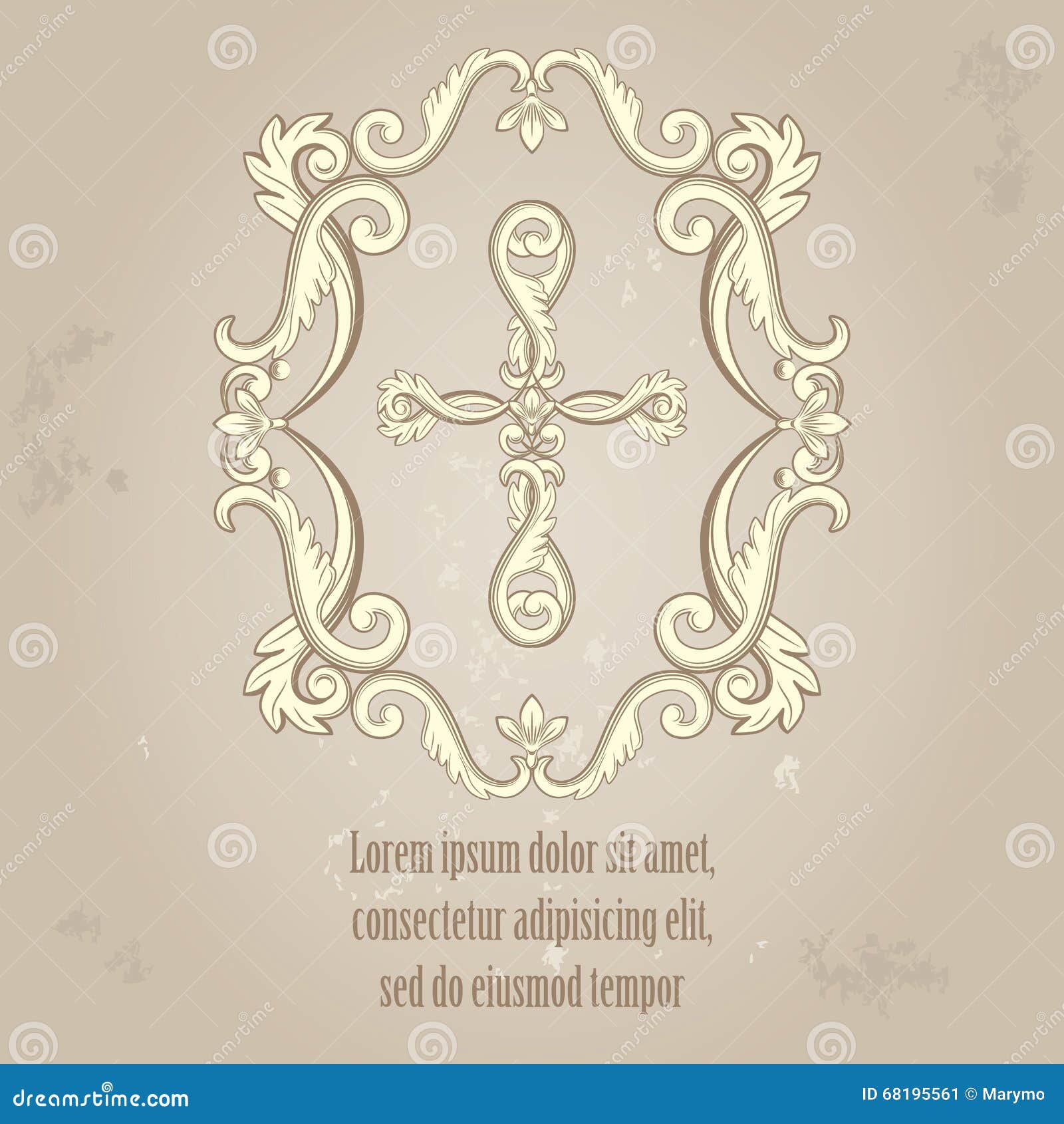 Religious Decorative Cross in Frame. Stock Vector - Illustration of ...