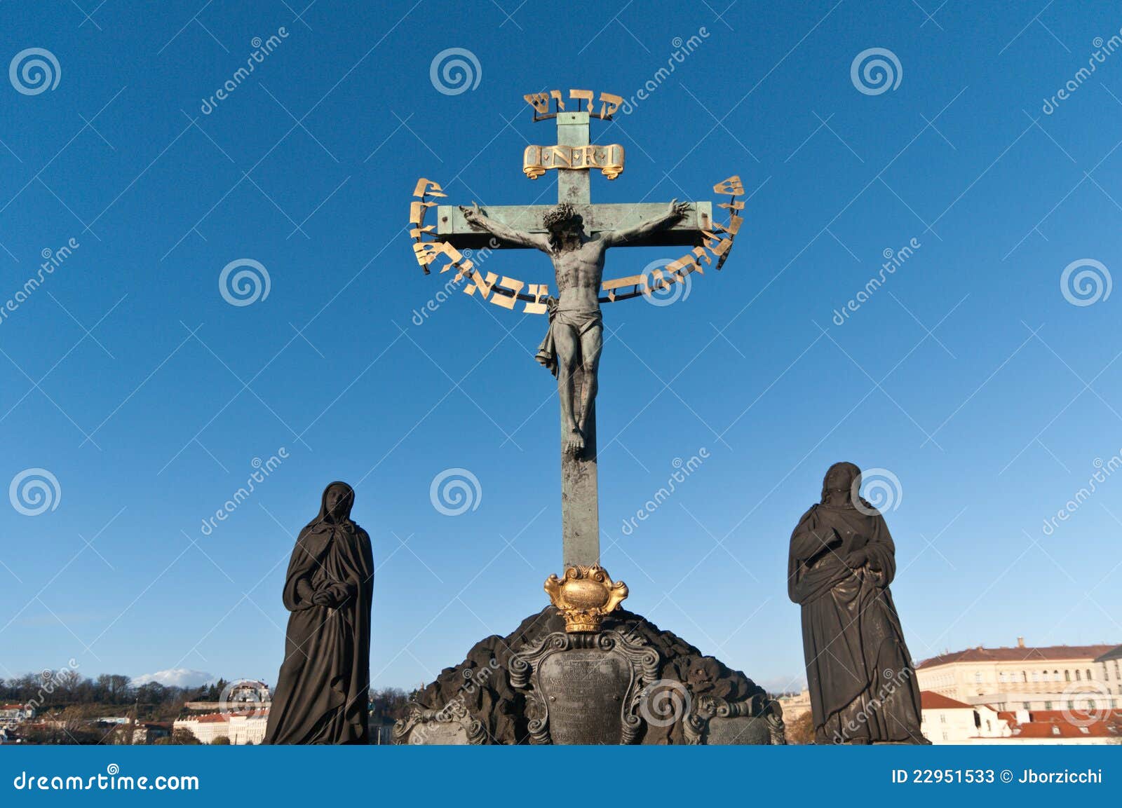 Religious Detail of Charles Bridge I Stock Image - Image of crucifixion ...