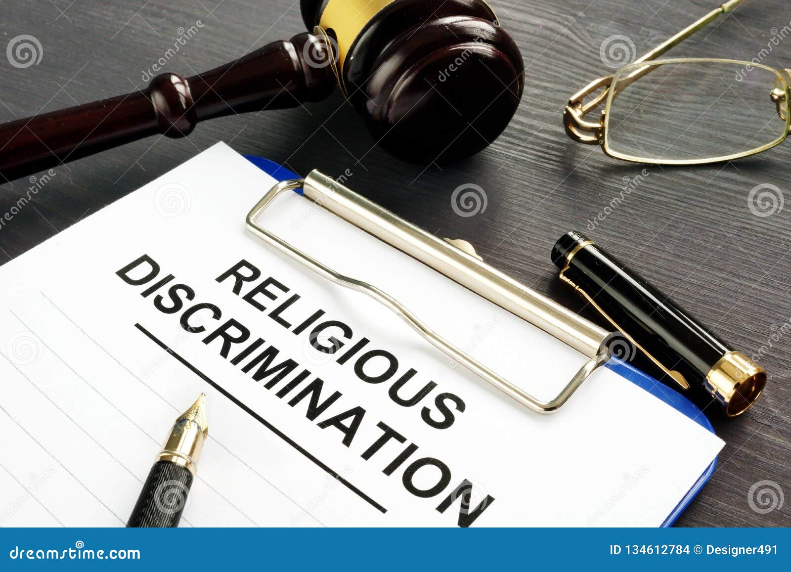 Religious Discrimination Claim and Pen on a Table Stock Photo - Image ...