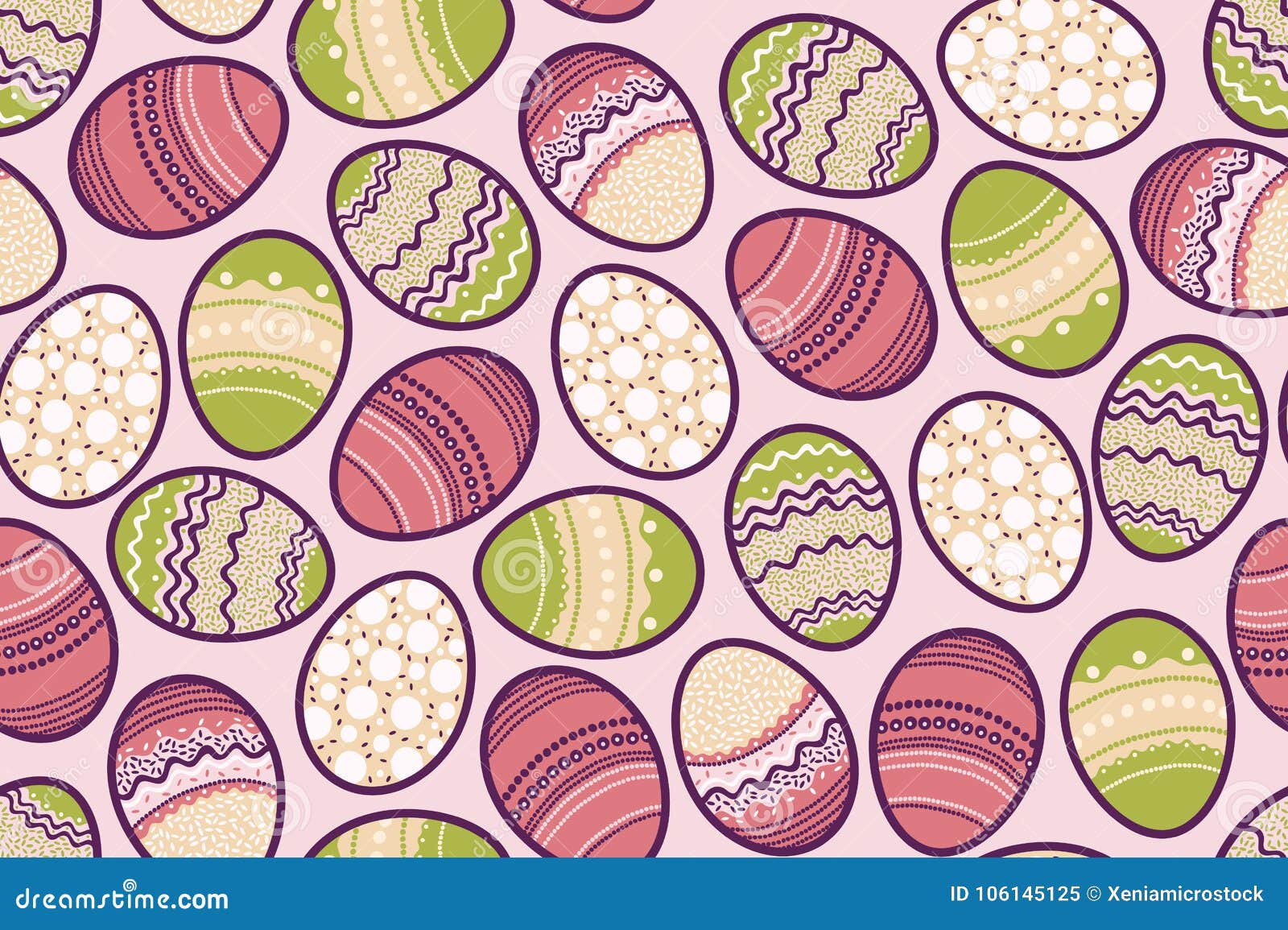 Religious Easter Holiday. Seamless Pattern with Painted Eggs Stock ...