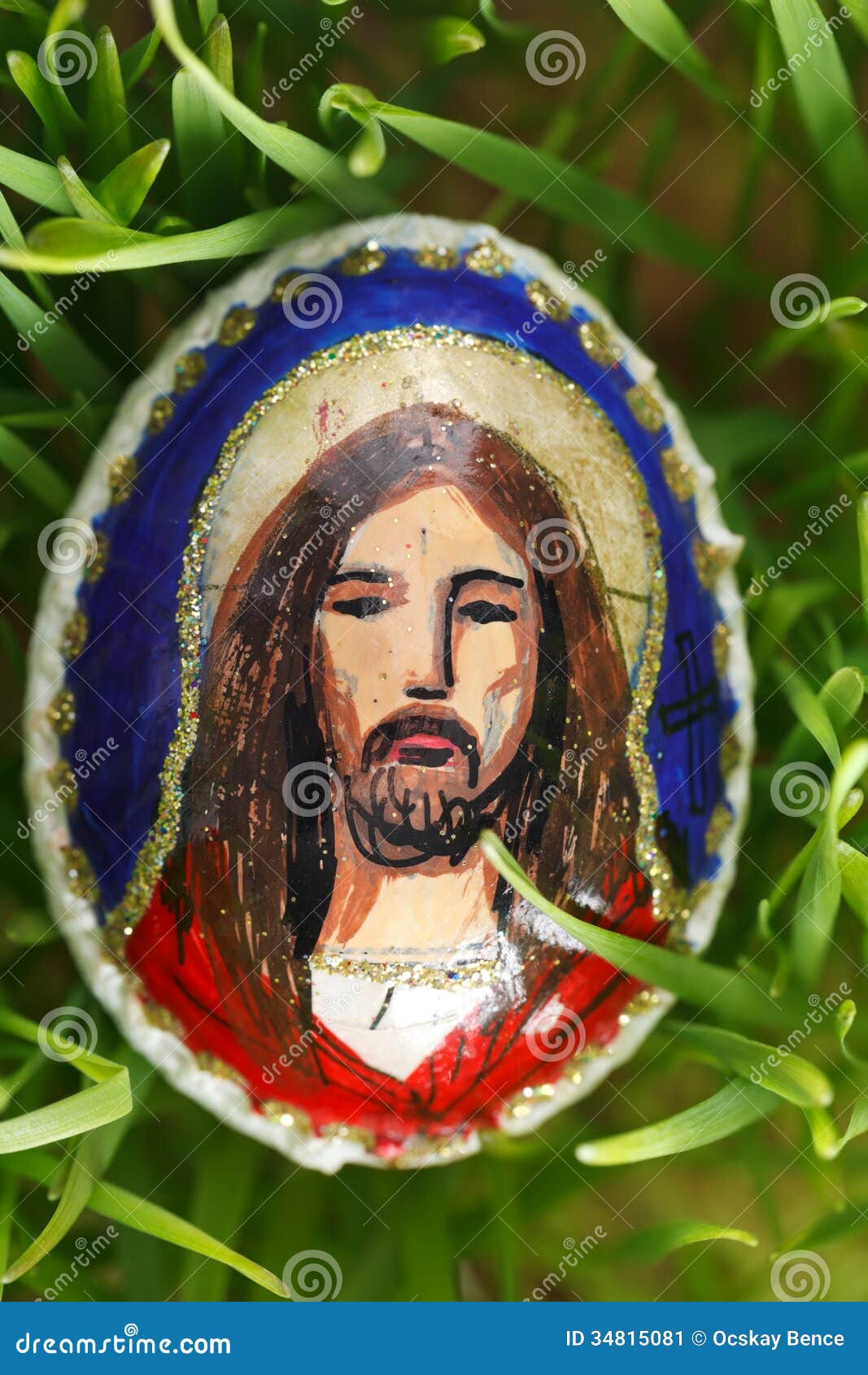 Religious Elements Painted on an Easter Egg Stock Image - Image of ...