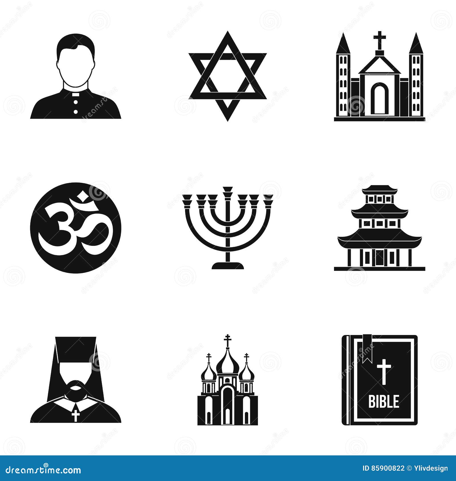 Religious Faith Icons Set, Simple Style Stock Vector - Illustration of ...