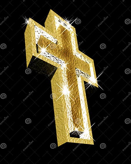 Religious gold cross stock illustration. Illustration of render - 3404207