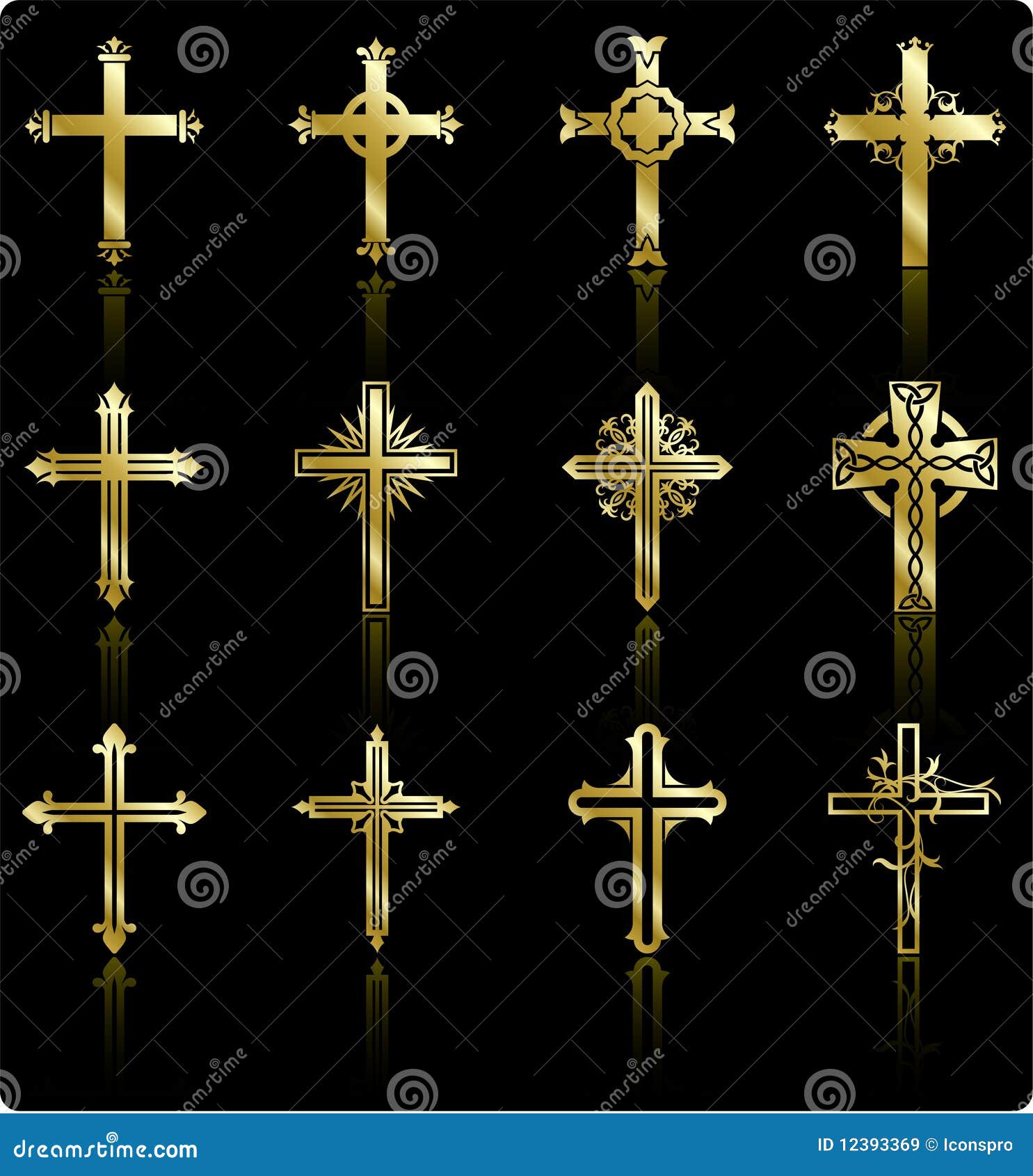 Religious Golden Cross Design Collection Stock Illustration ...