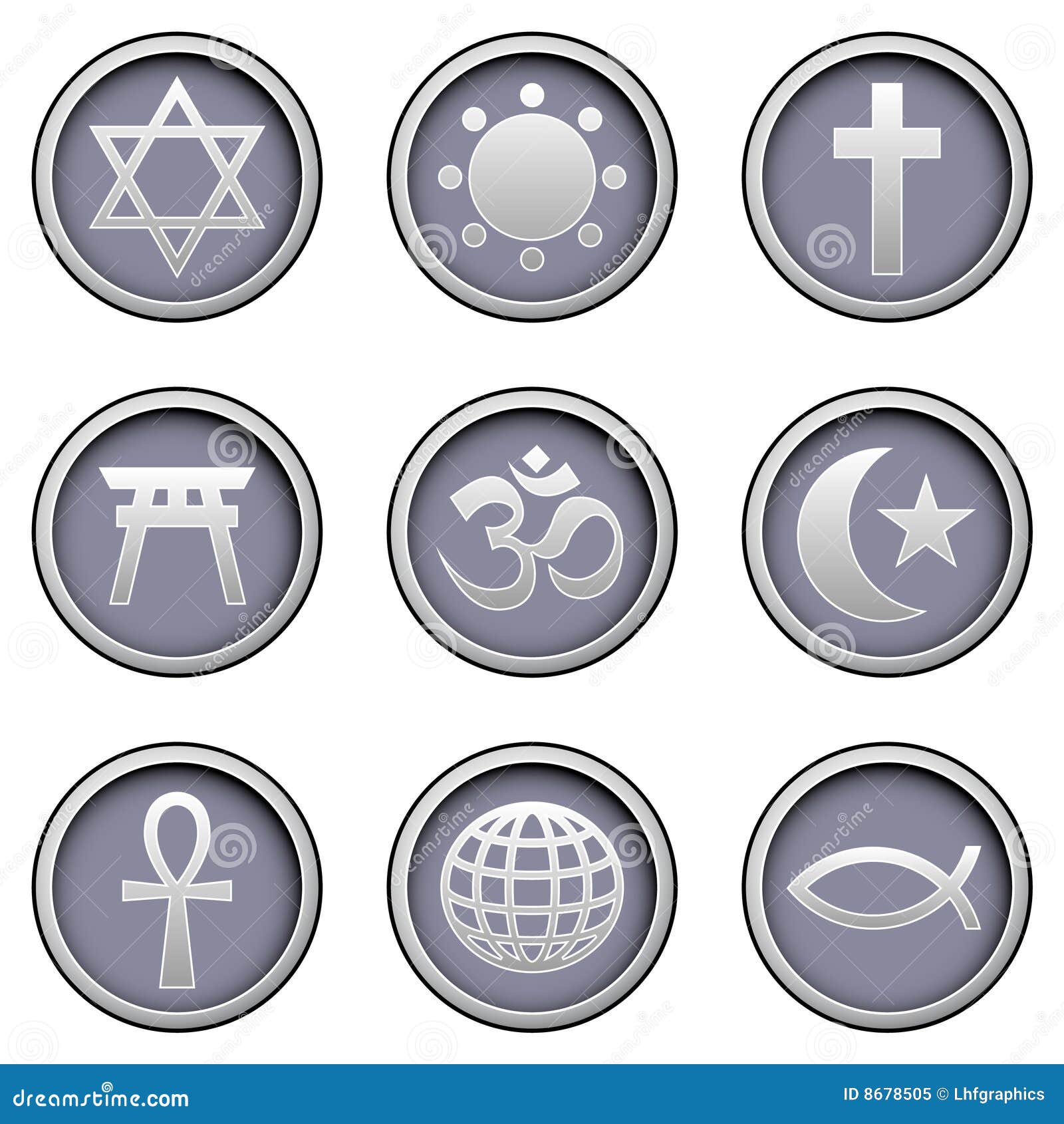 Religious Icons on Modern Vector Buttons Stock Vector - Illustration of ...